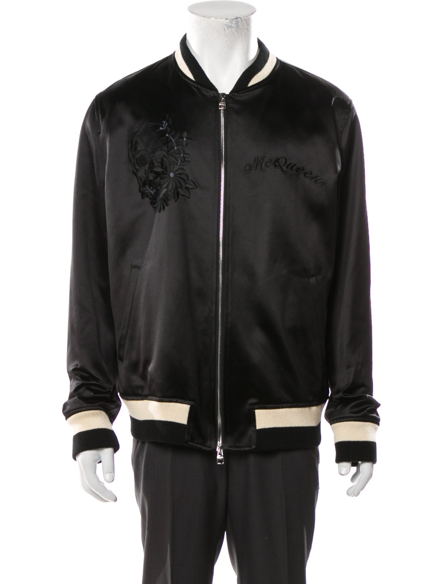 Alexander McQueen Colorblock Pattern Bomber Jacket - Black Outerwear ...