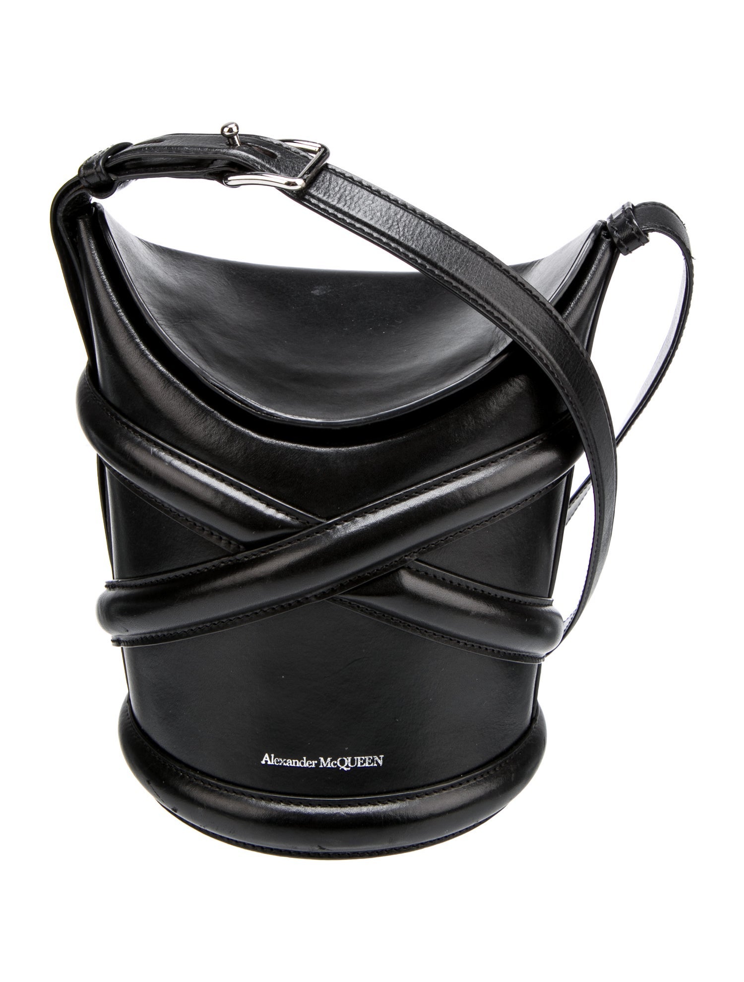 Alexander McQueen Leather Bucket Bag - Black Bucket Bags, Handbags ...