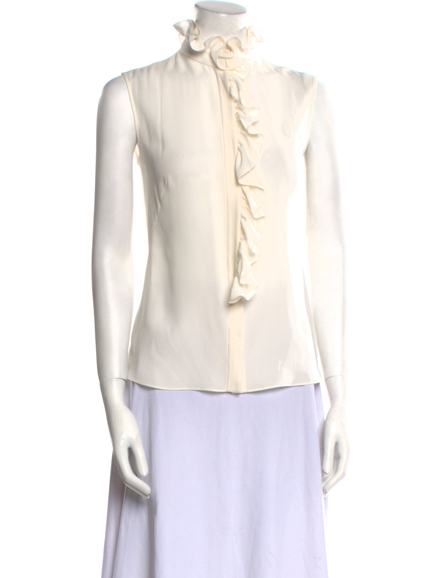Alexander McQueen Mock Neck Sleeveless Blouse - Neutrals Tops, Clothing ...