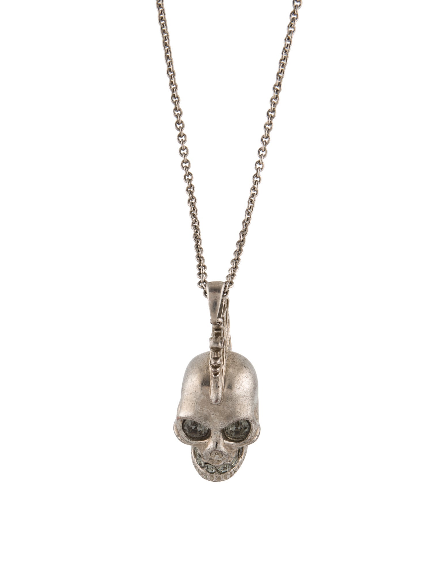 Alexander McQueen Crystal Mohawk Skull Pendant Necklace - Brass Pendant ...