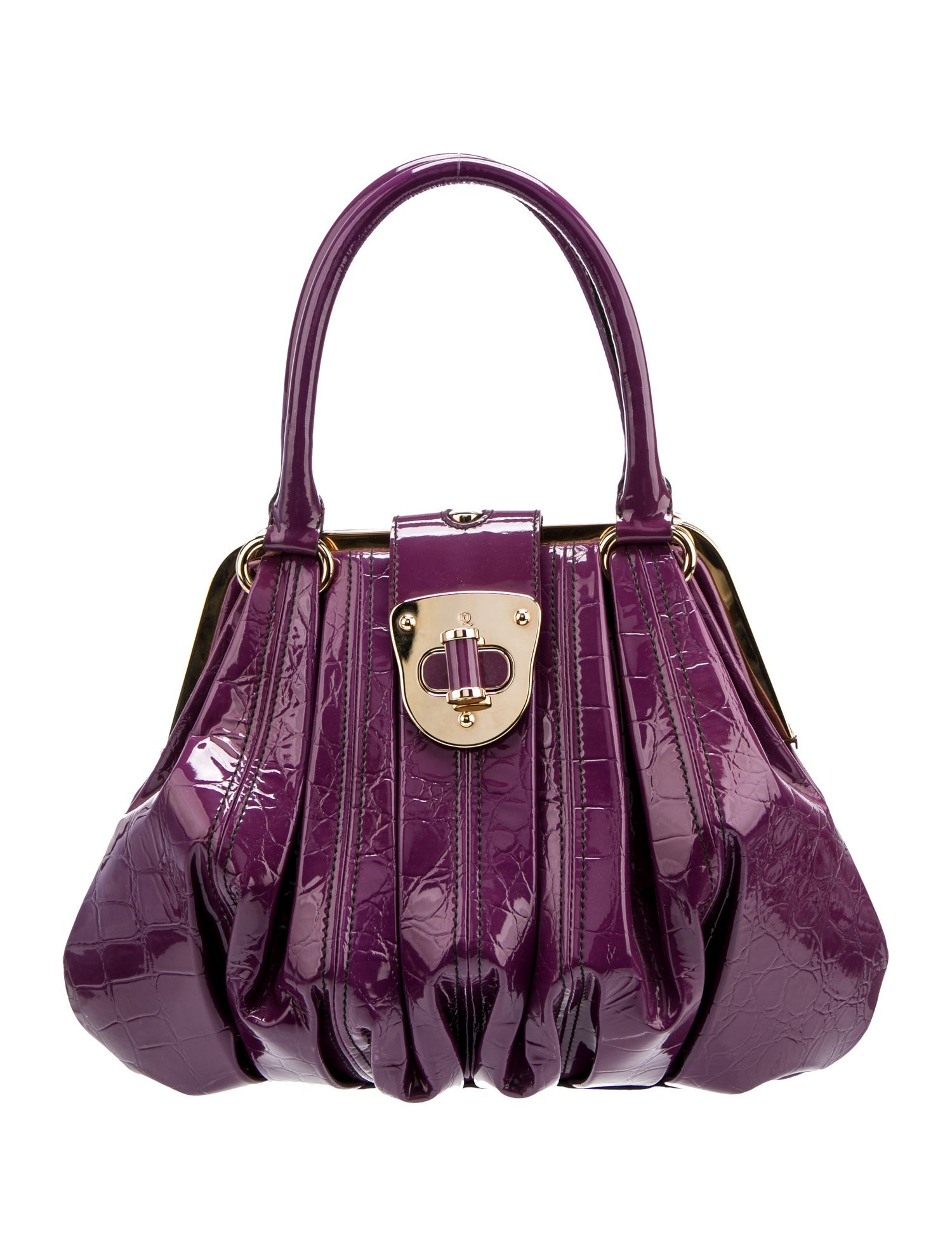 Alexander McQueen Patent Leather Elvie Bag - Purple Handle Bags ...