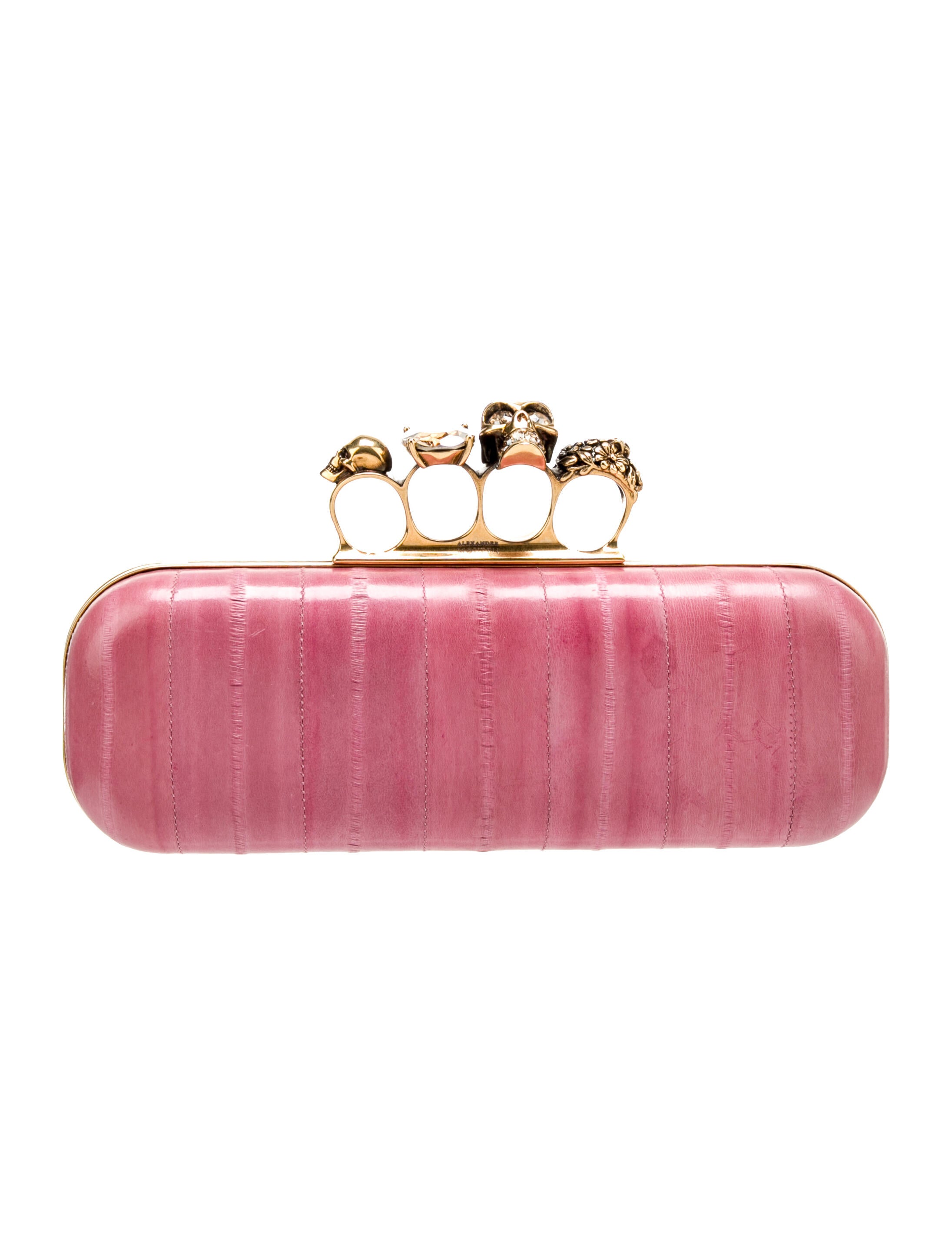 Alexander McQueen Eelskin Long Knuckle Duster Clutch - Pink Clutches ...