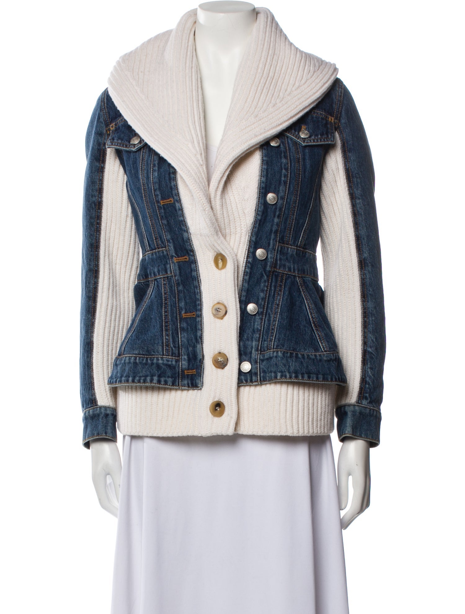 Alexander McQueen 2021 Colorblock Pattern Denim Jacket - Blue Jackets ...