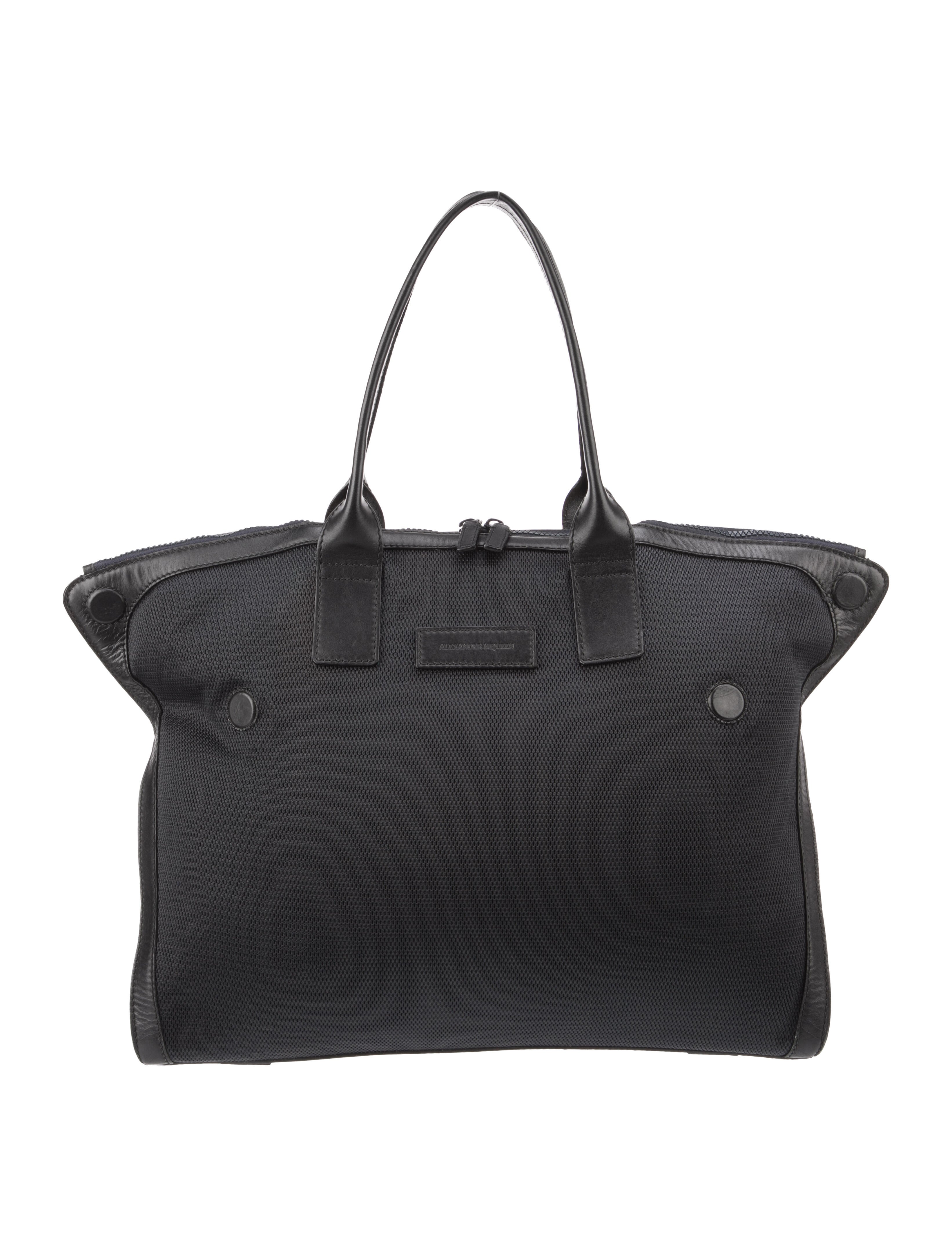 Alexander McQueen Leather-Trimmed Mesh De Manta Tote - Blue Totes, Bags ...