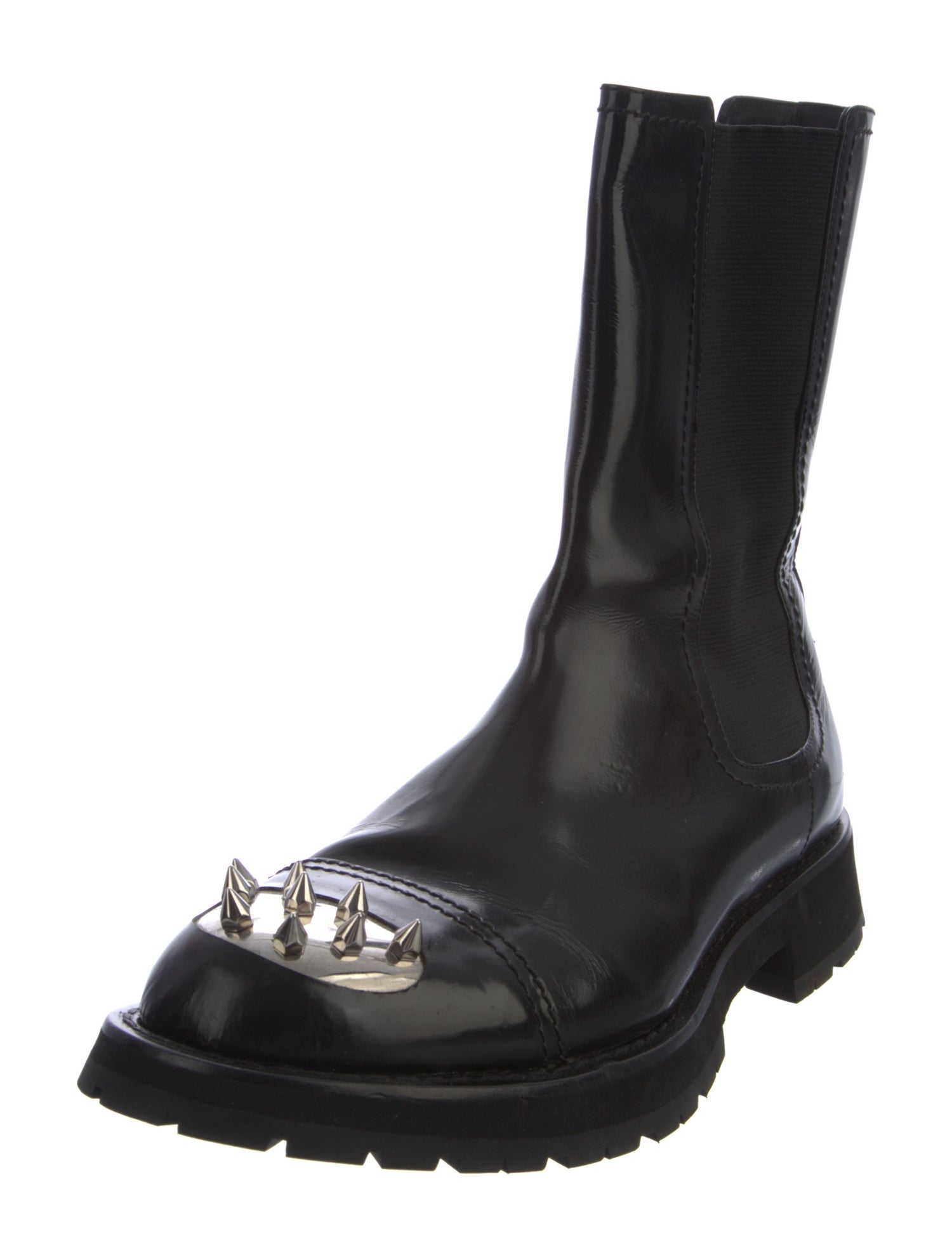 Alexander McQueen Spike Accents Leather Chelsea Boots - Black Boots ...