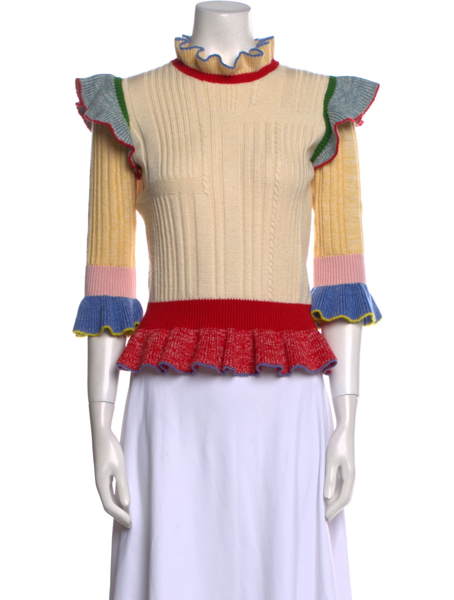 Alexander McQueen Wool Colorblock Pattern Sweater - Neutrals Knitwear ...