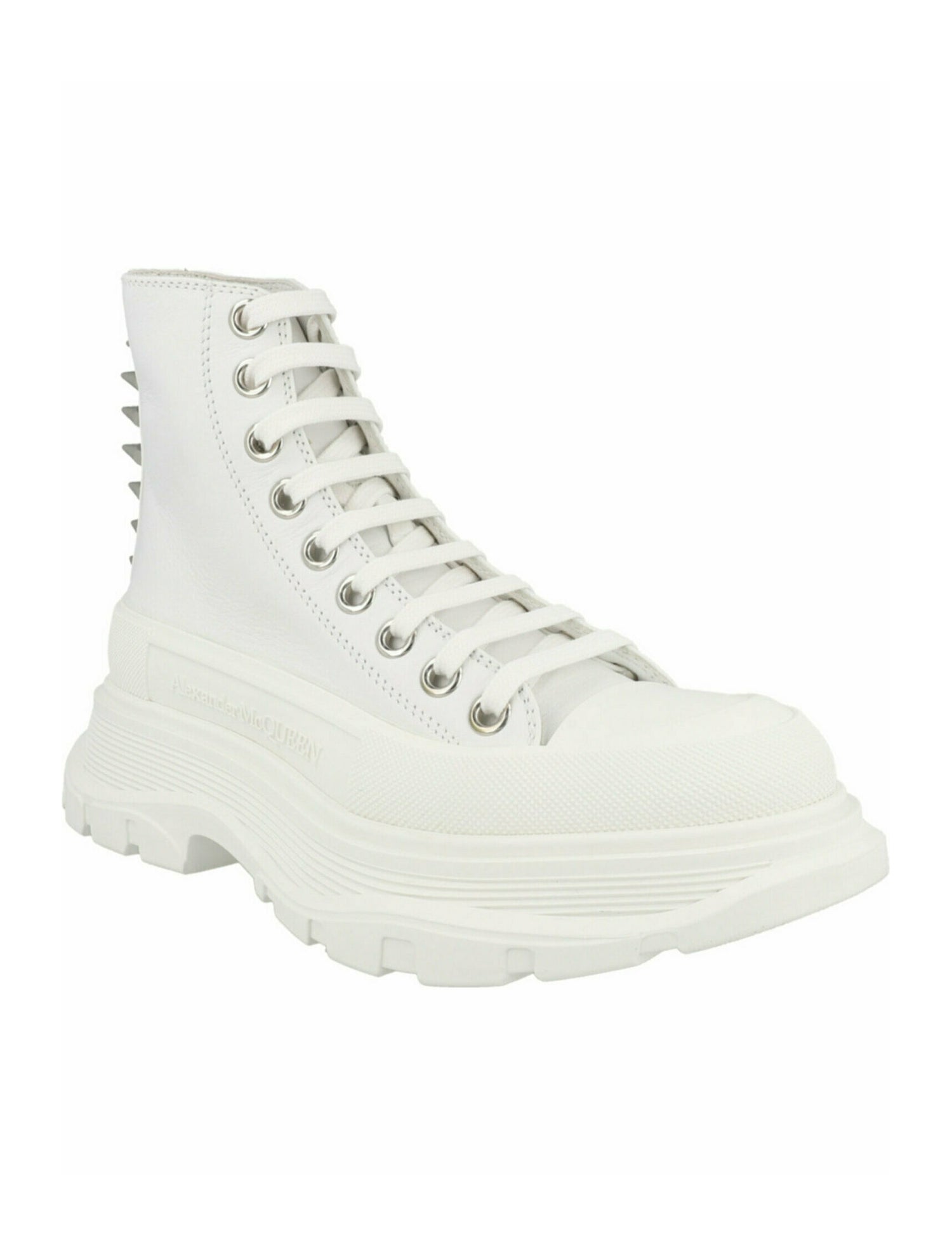 Alexander McQueen Printed Mesh Accents Combat Boots - White Boots ...