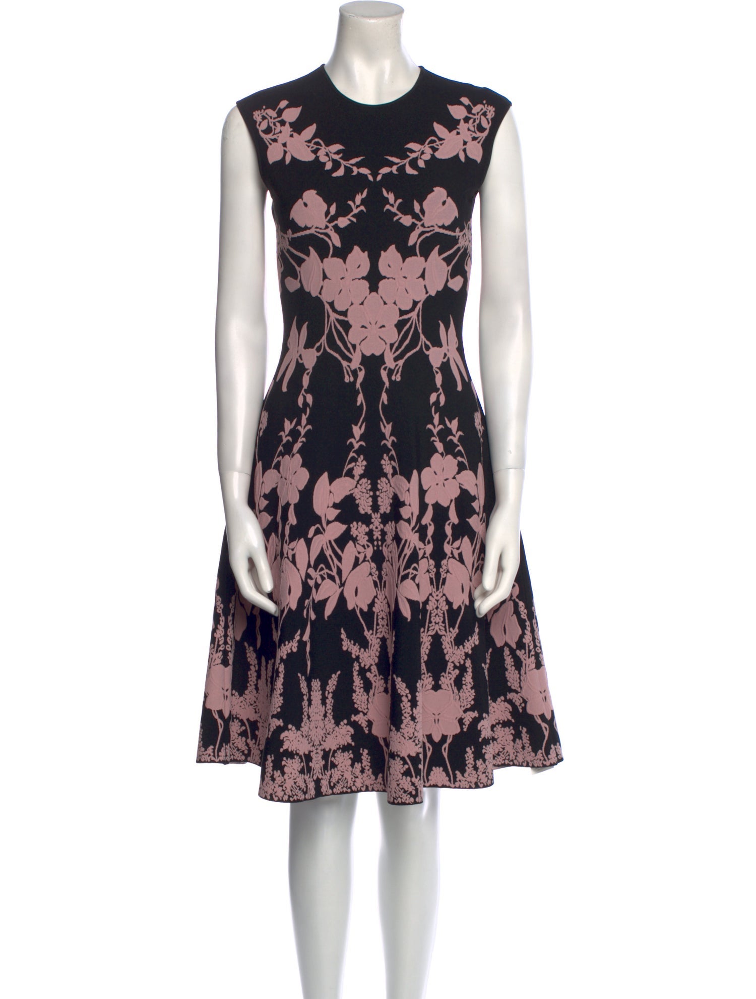 Alexander McQueen Floral Print Knee-Length Dress - Black Dresses ...