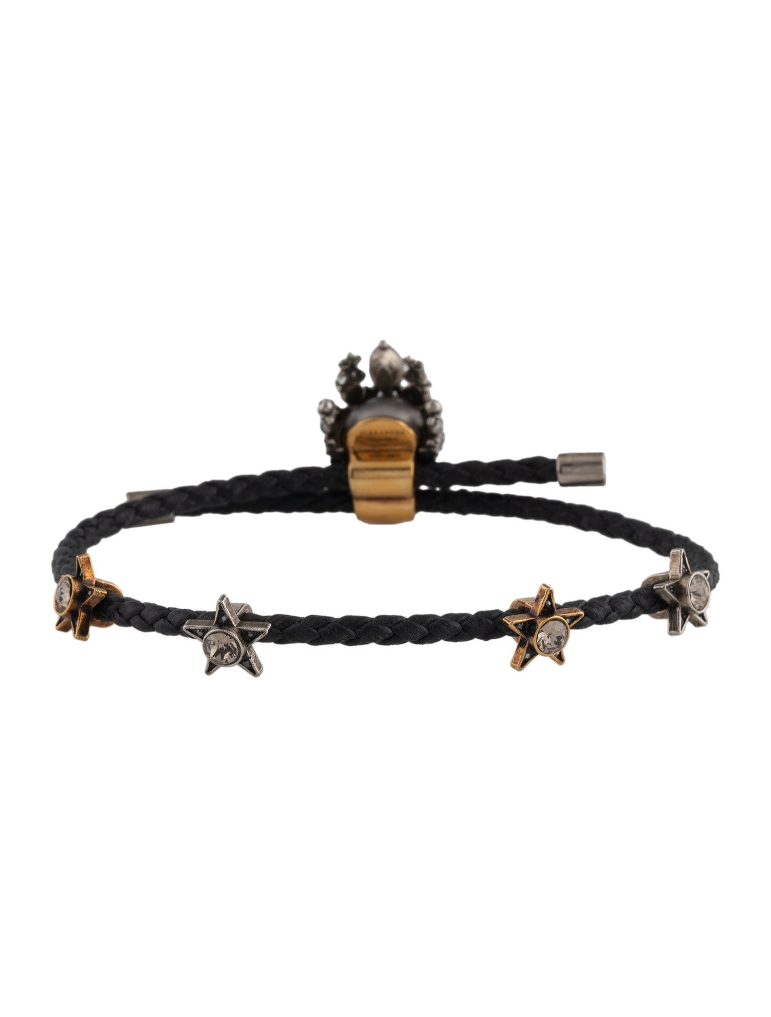 Alexander McQueen Leather & Crystal Skull King Friendship Bracelet - Gold-Tone Metal Bangle ...