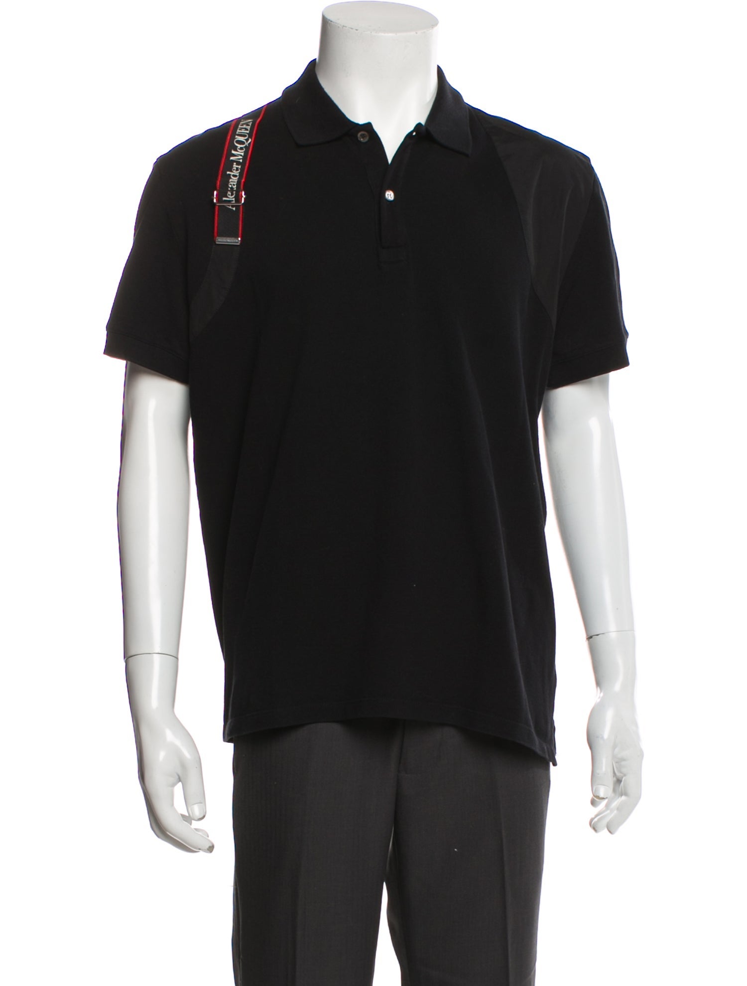 Alexander McQueen Crew Neck Short Sleeve Polo Shirt - Black Polos ...