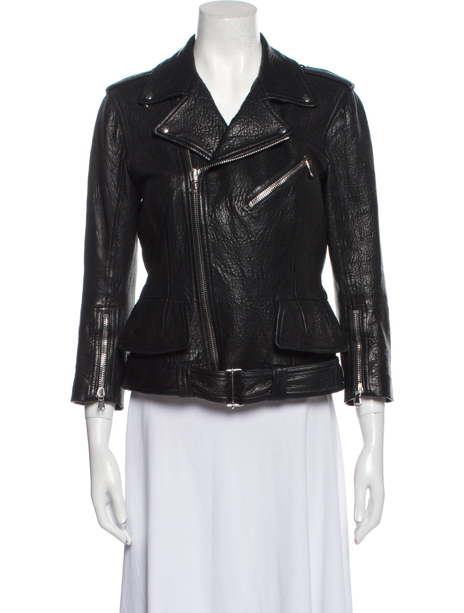 Alexander McQueen Leather Biker Jacket - Black Jackets, Clothing ...