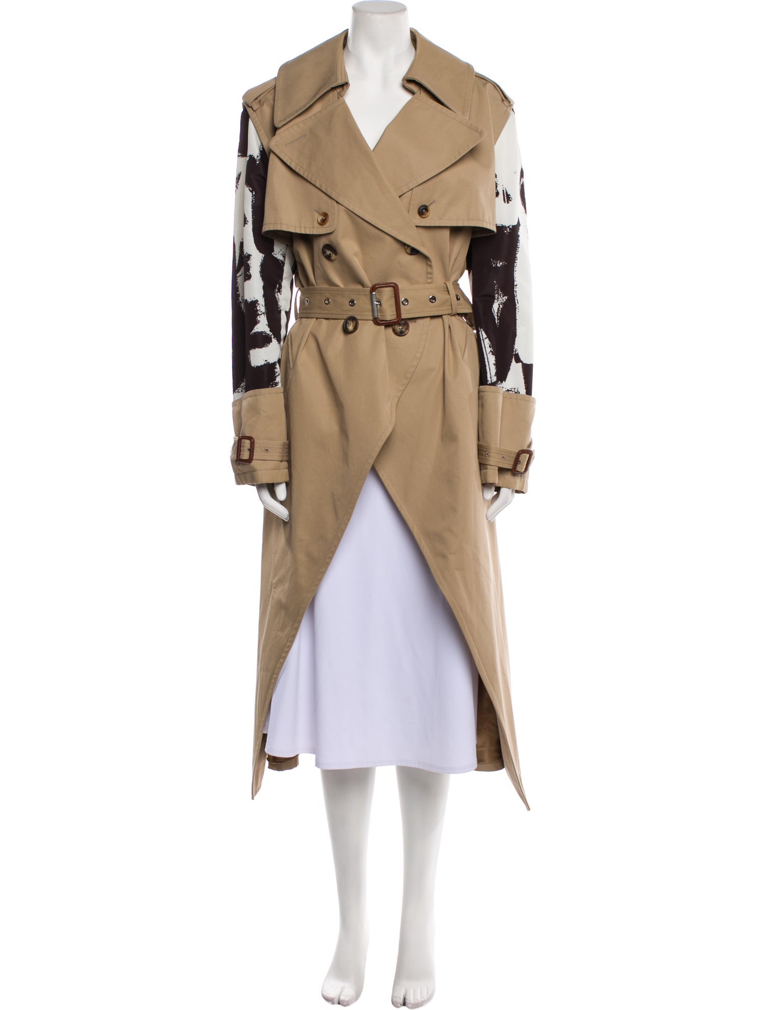 Alexander McQueen Colorblock Pattern Trench Coat - Brown Coats ...