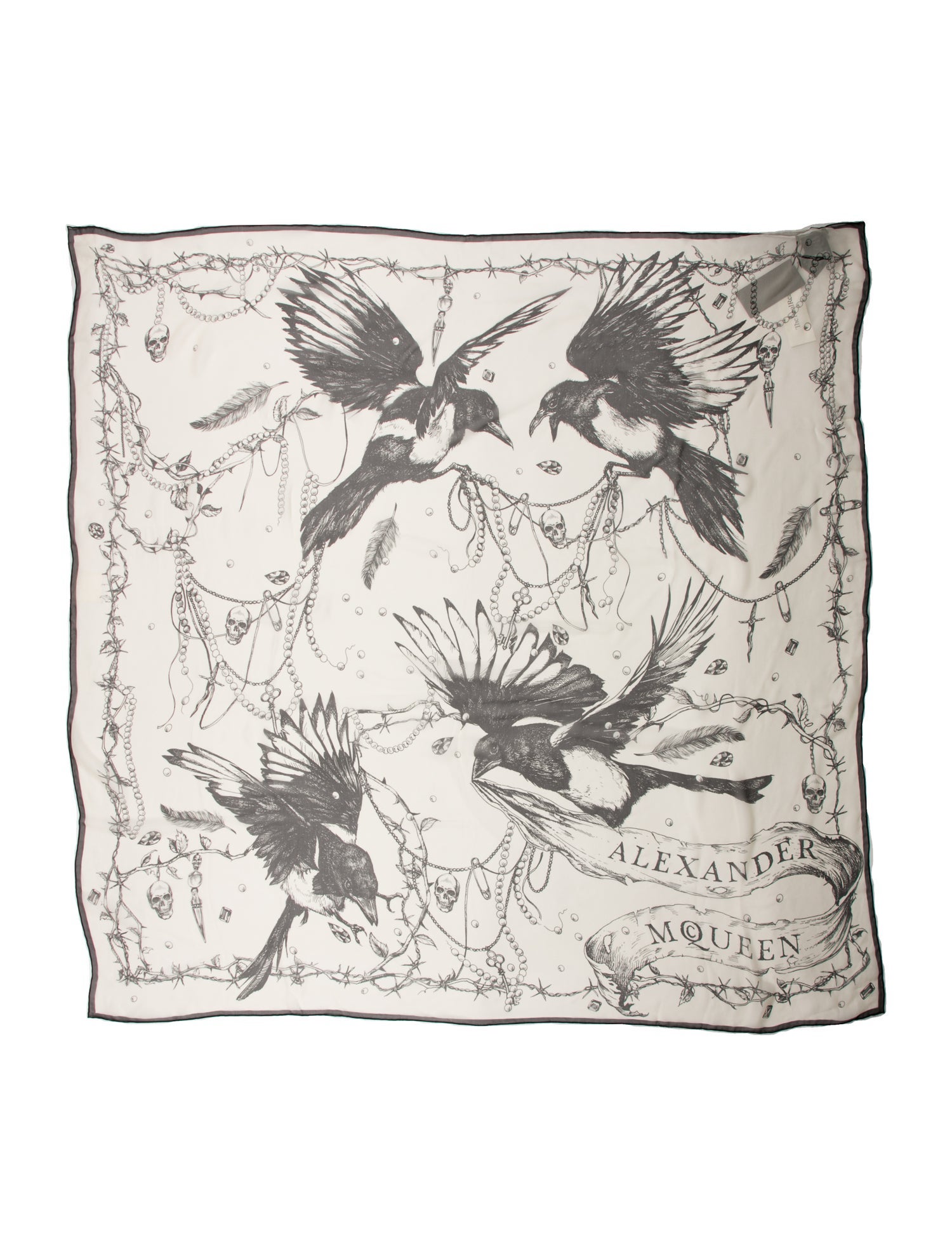 Alexander McQueen Silk Printed Scarf w/ Tags - Neutrals Scarves and ...