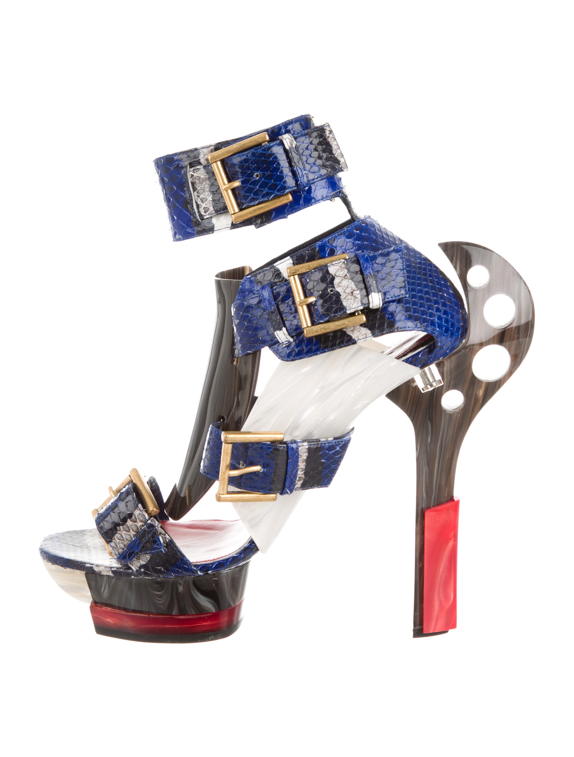 Alexander McQueen Maya Python Platform Sandals - Shoes - ALE28142 | The ...