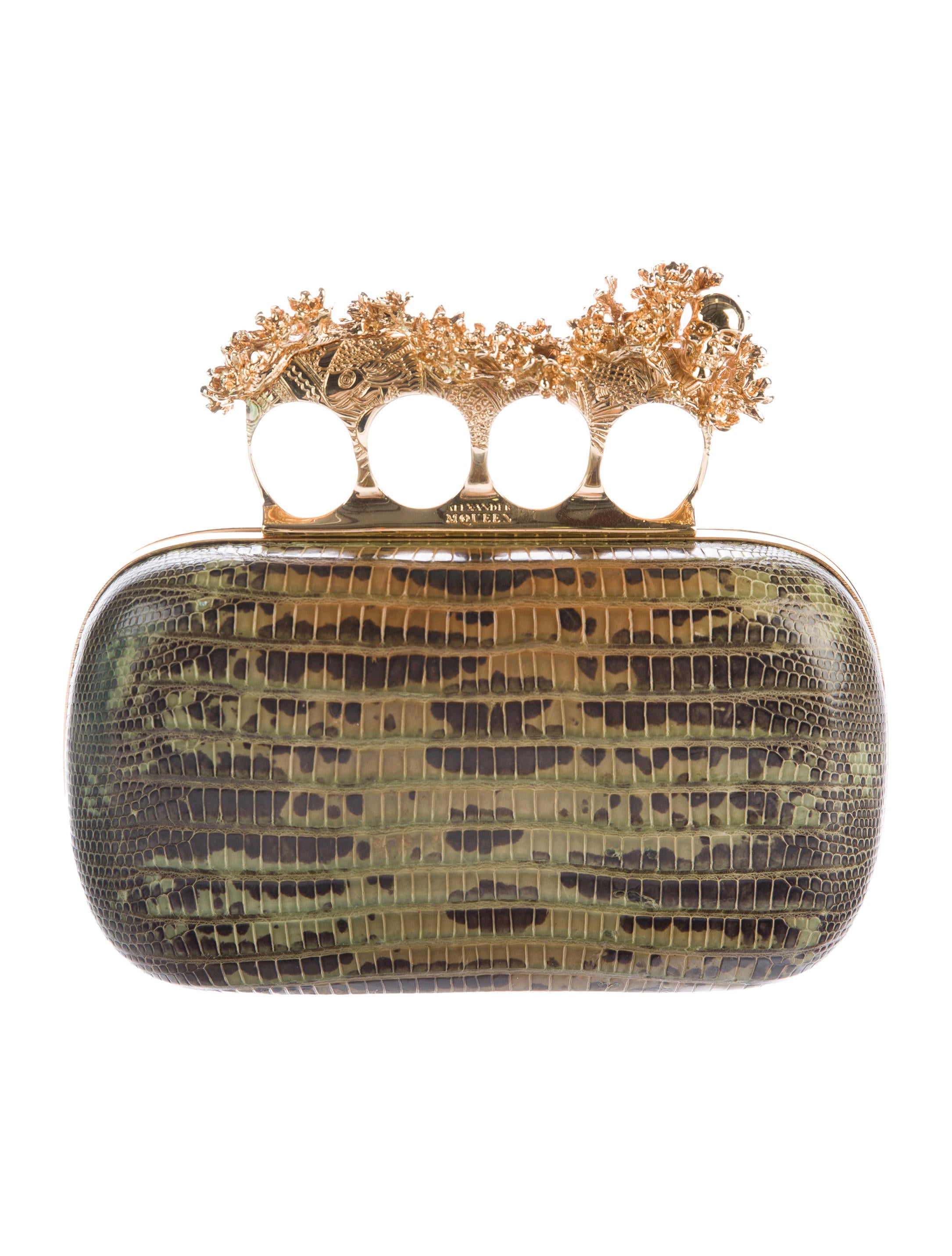 Alexander McQueen Lizard Knuckle Duster Clutch - Black Clutches ...