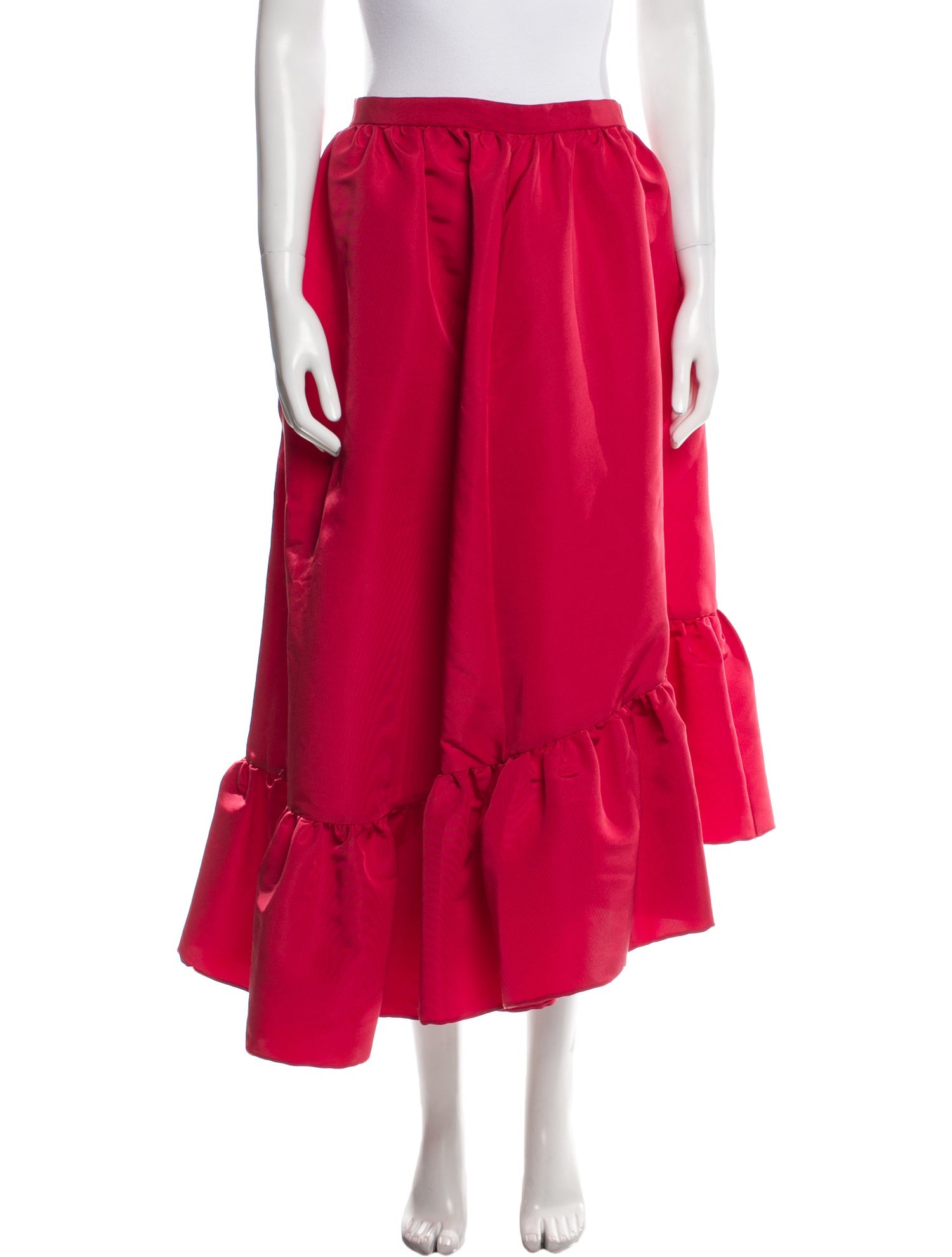 Adam Lippes Silk Midi Length Skirt - Red Skirts, Clothing - ALP33680 | The RealReal