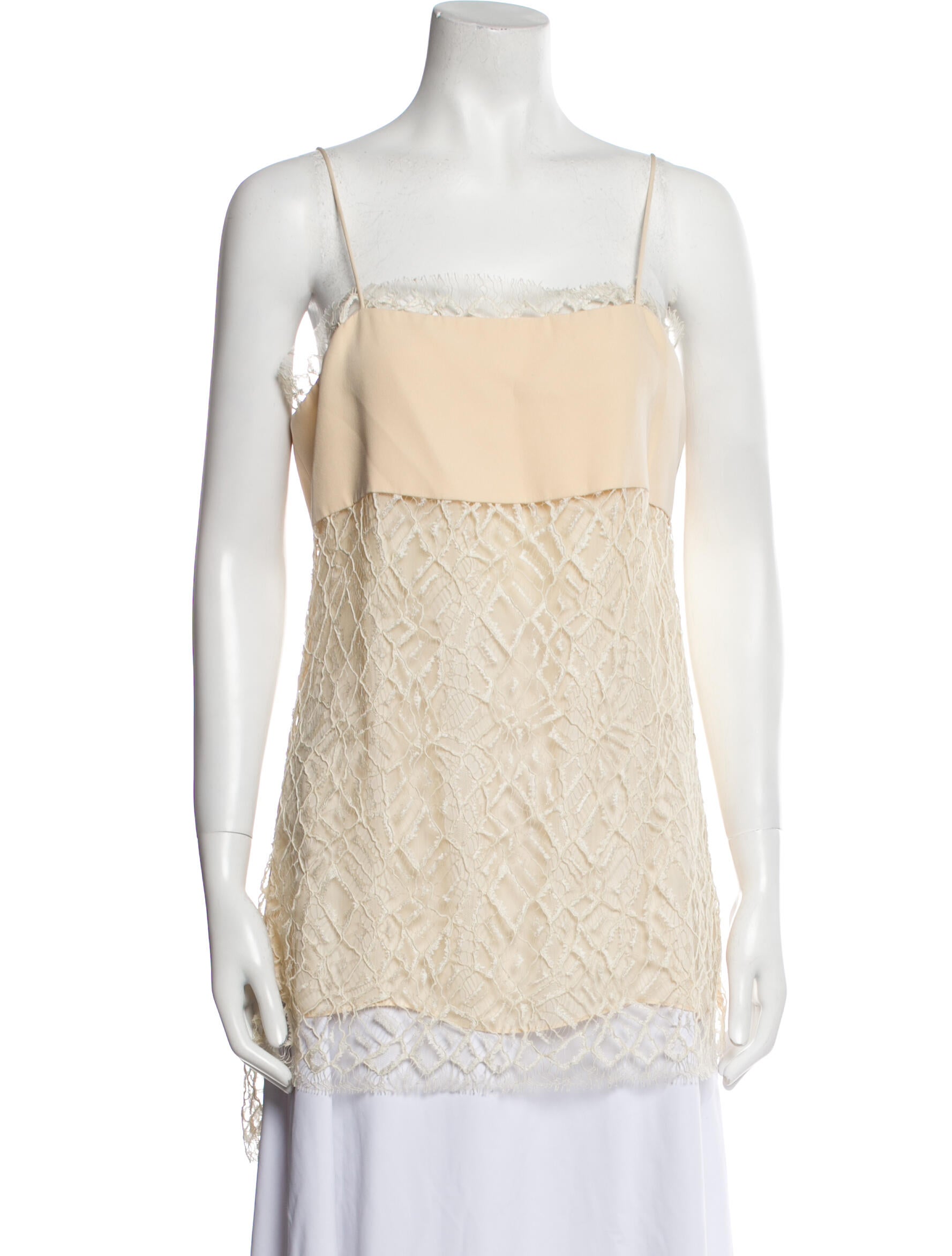 Adam Lippes Lace Pattern Square Neckline Tunic - Neutrals Tops ...