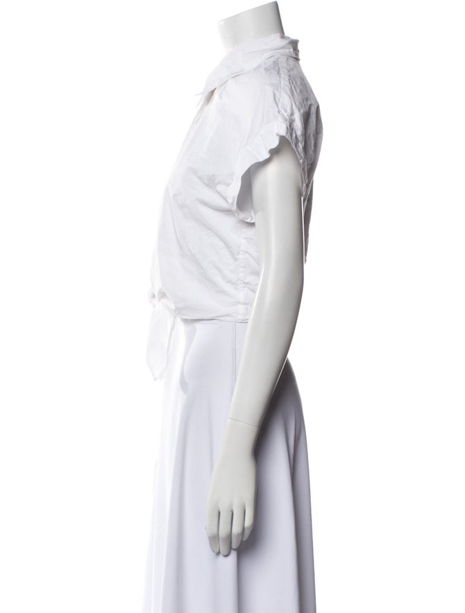 Adam Lippes Short Sleeve Crop Top - White Tops, Clothing - ALP38517 ...