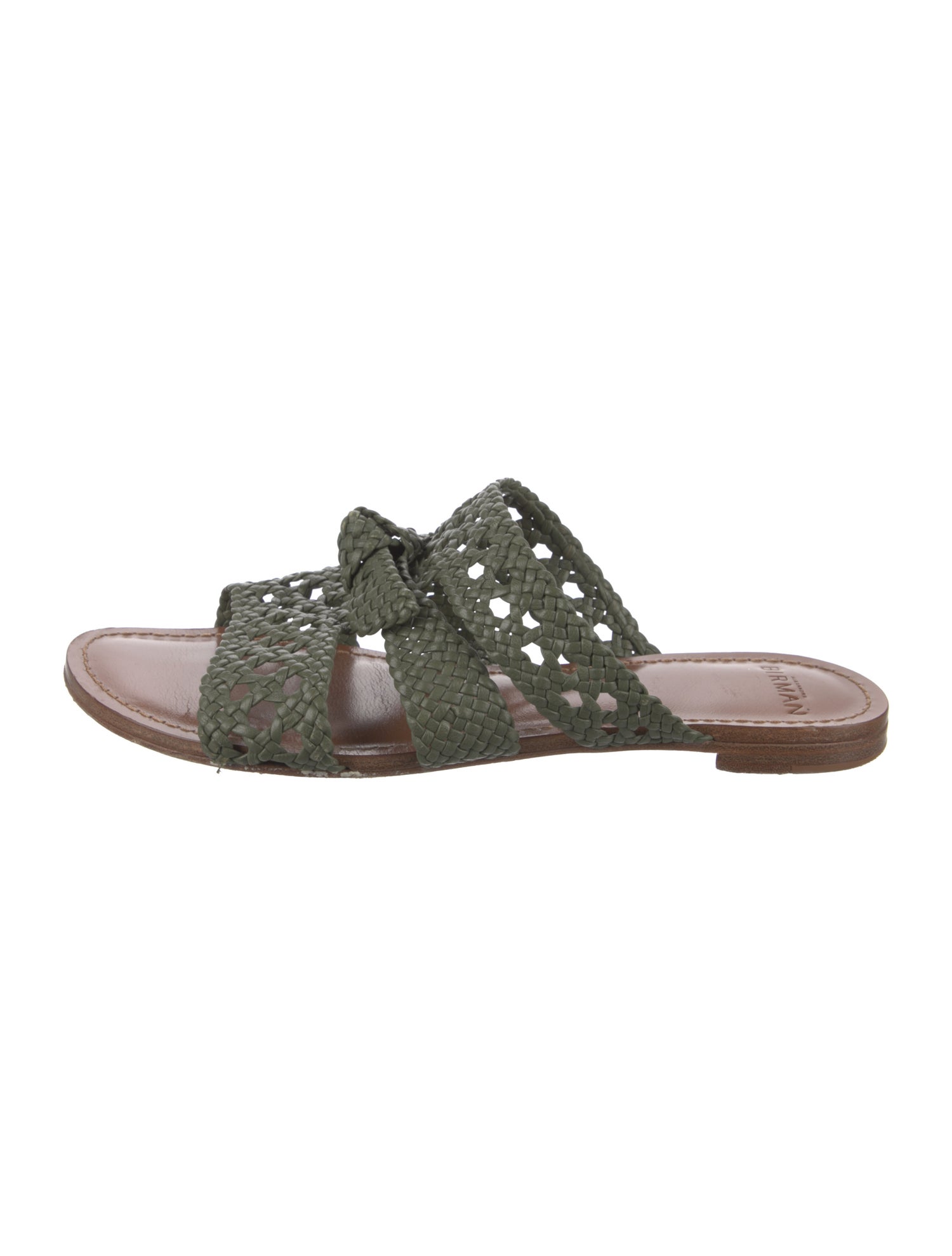 Alexandre Birman Leather Colorblock Pattern Slides - Green Sandals ...