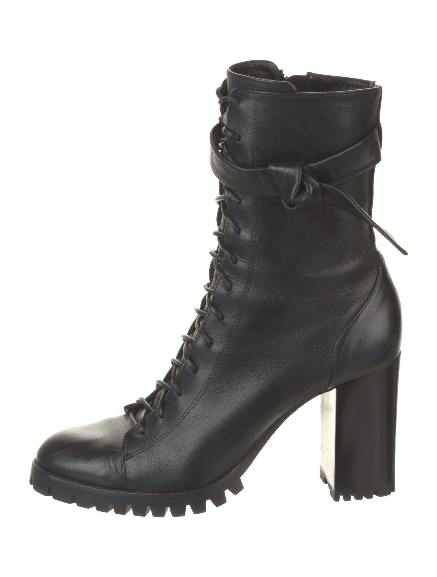 Alexandre Birman Leather Bow Accents Lace-Up Boots - Black Boots, Shoes ...