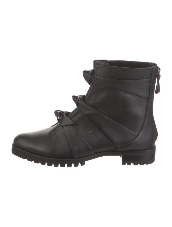 Alexandre Birman Leather Bow Accents Combat Boots - Black Boots, Shoes ...