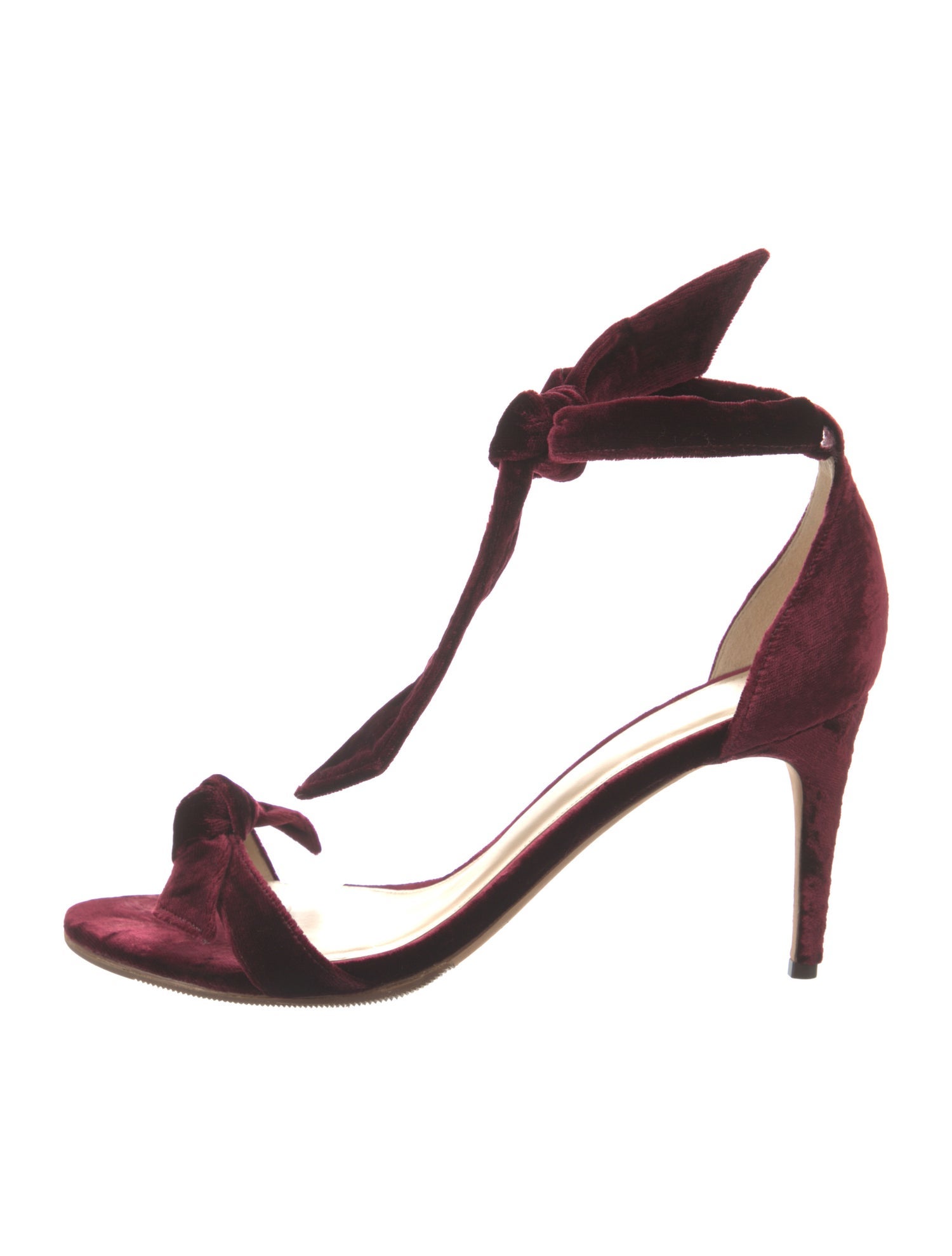 Alexandre Birman Velvet Bow Accents Sandals - Burgundy Sandals, Shoes ...