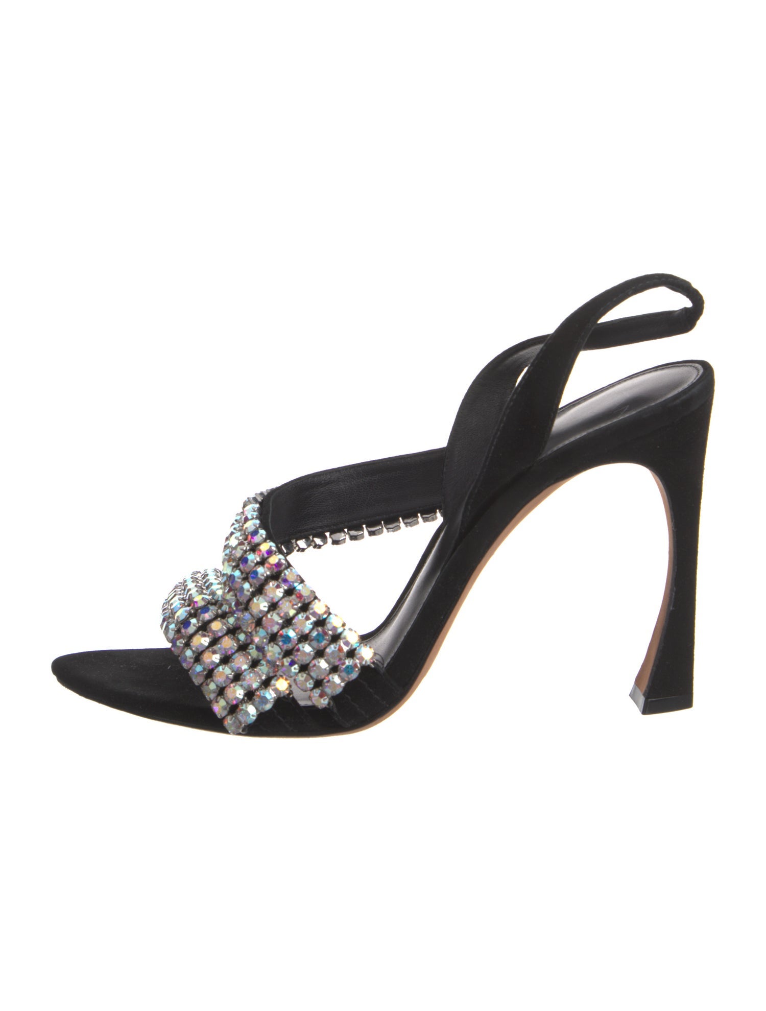Alexandre Birman Suede Crystal Embellishments Slingback Sandals - Black ...