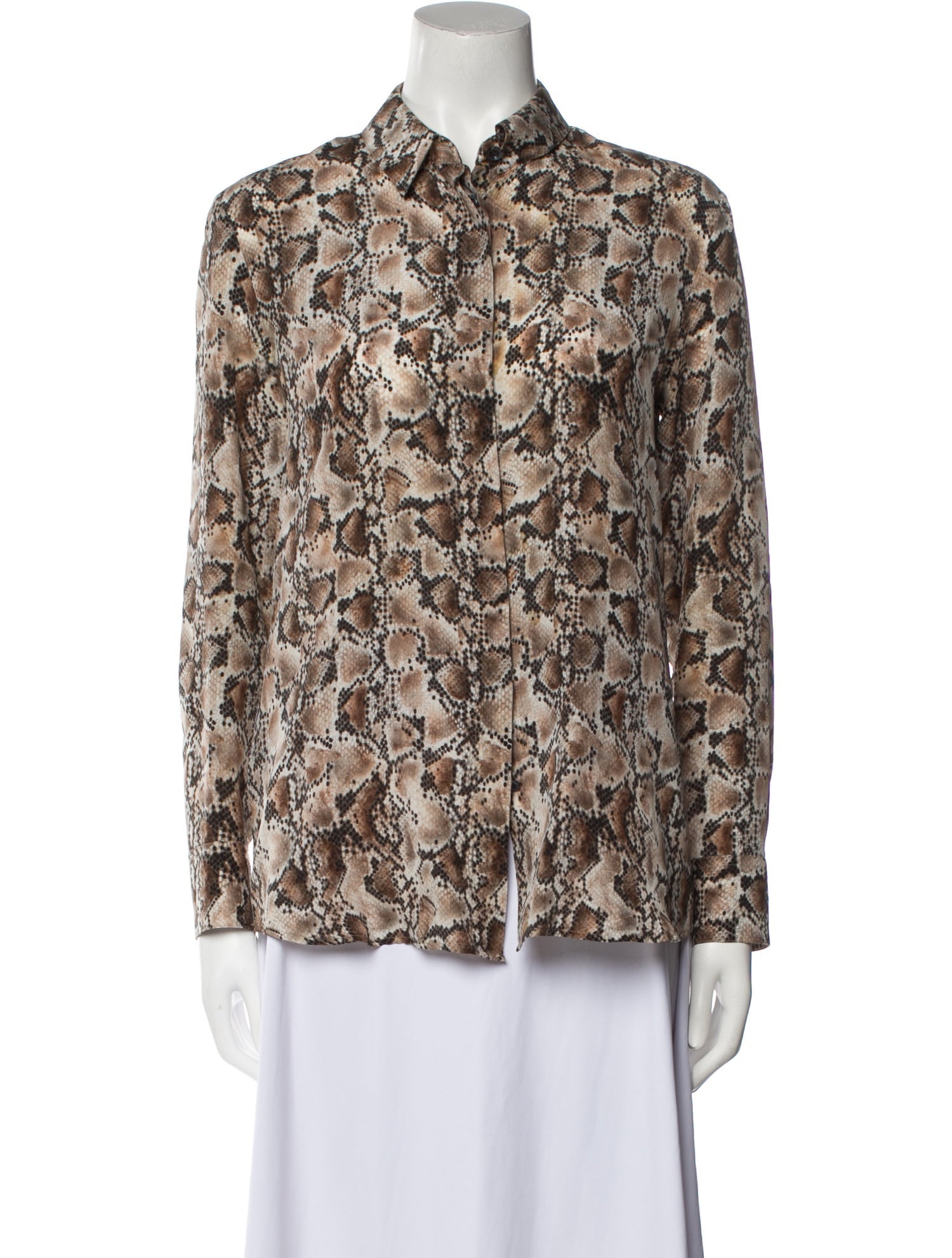 Altuzarra Silk Animal Print Button-Up Top - Neutrals Tops, Clothing ...