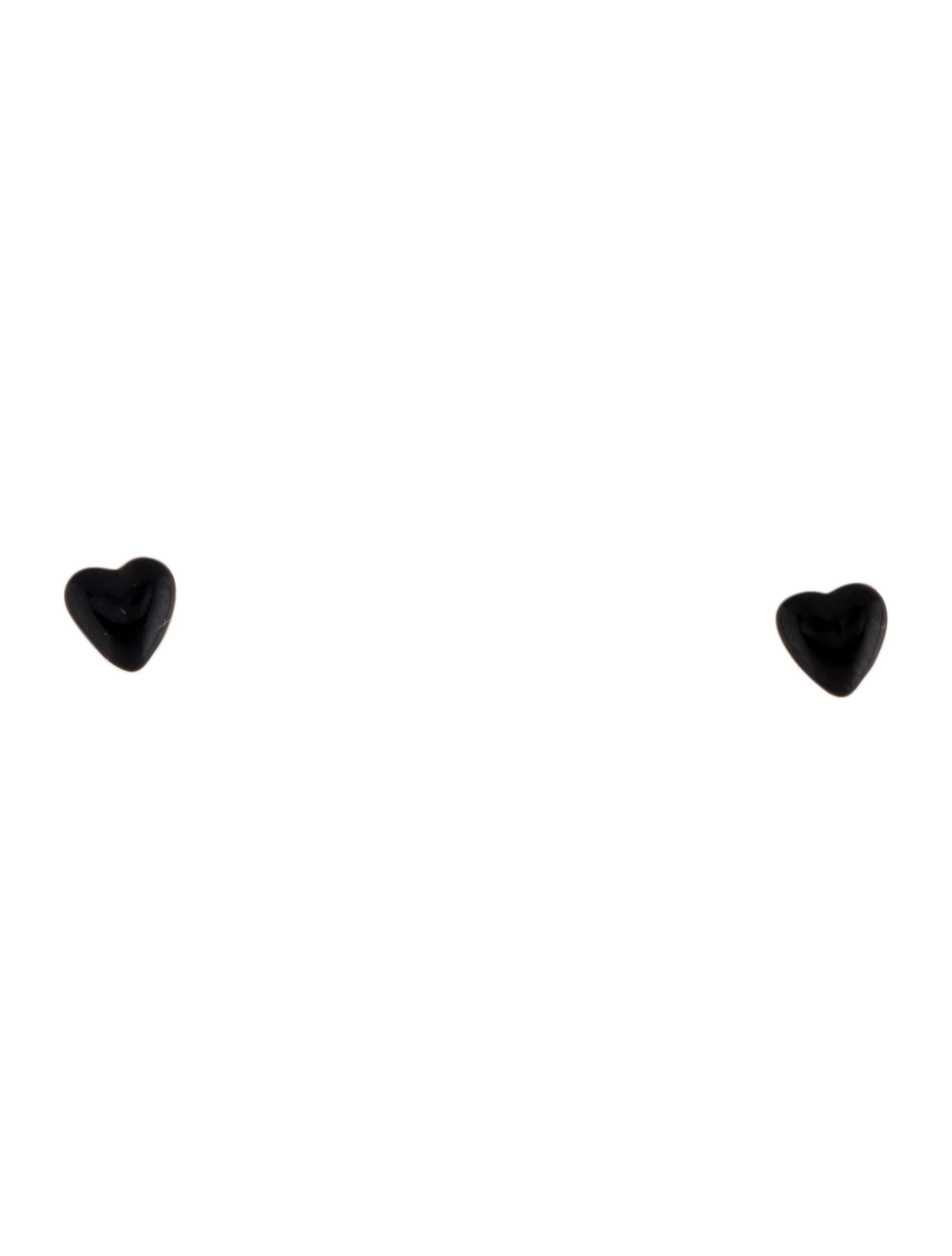 Alison Lou 14K Enamel Mini Puffy Heart Stud Earrings - Black, 14K ...