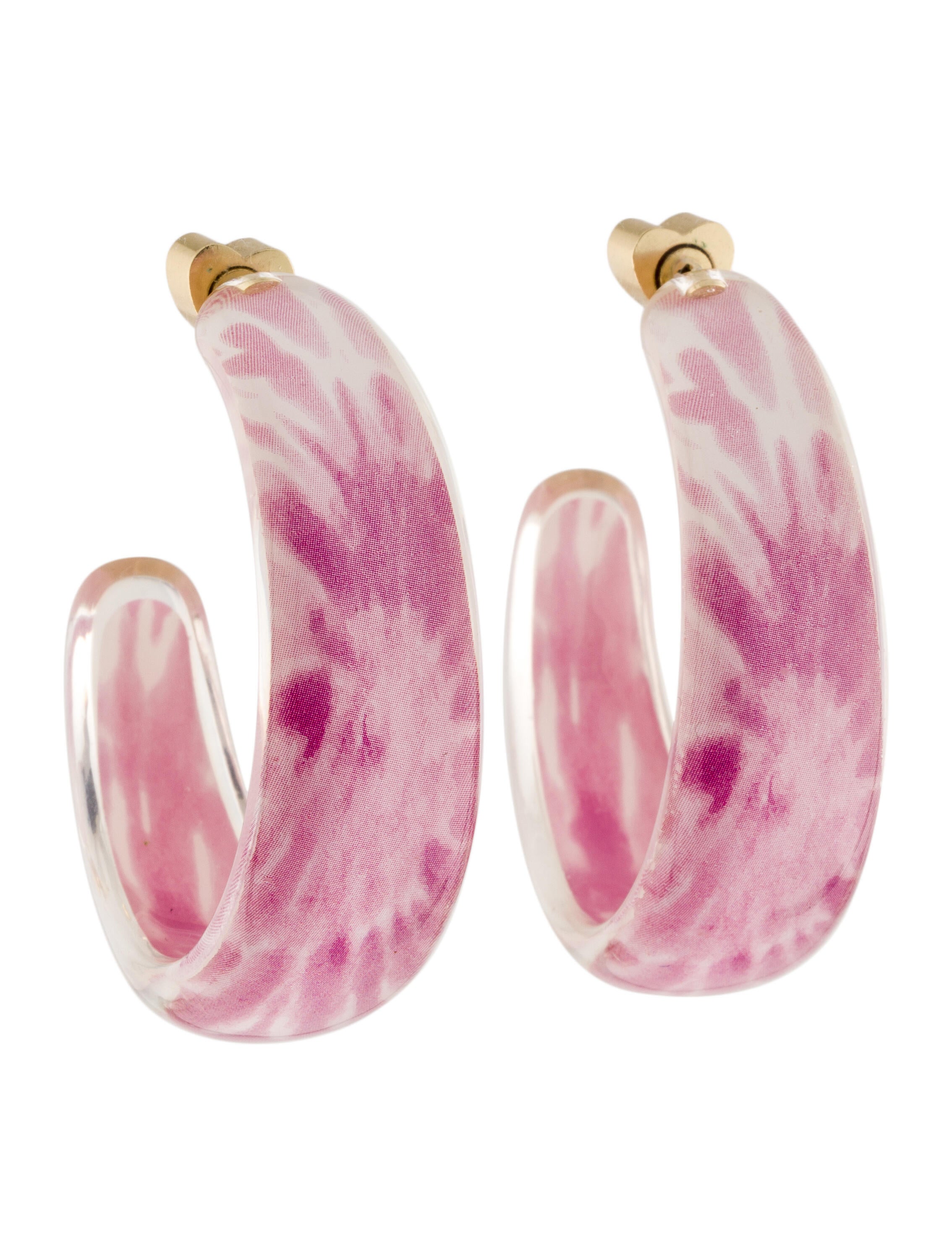 Alison Lou Lucite Tie-Dye Jelly Hoop Earrings - Pink, 14K Yellow Gold ...