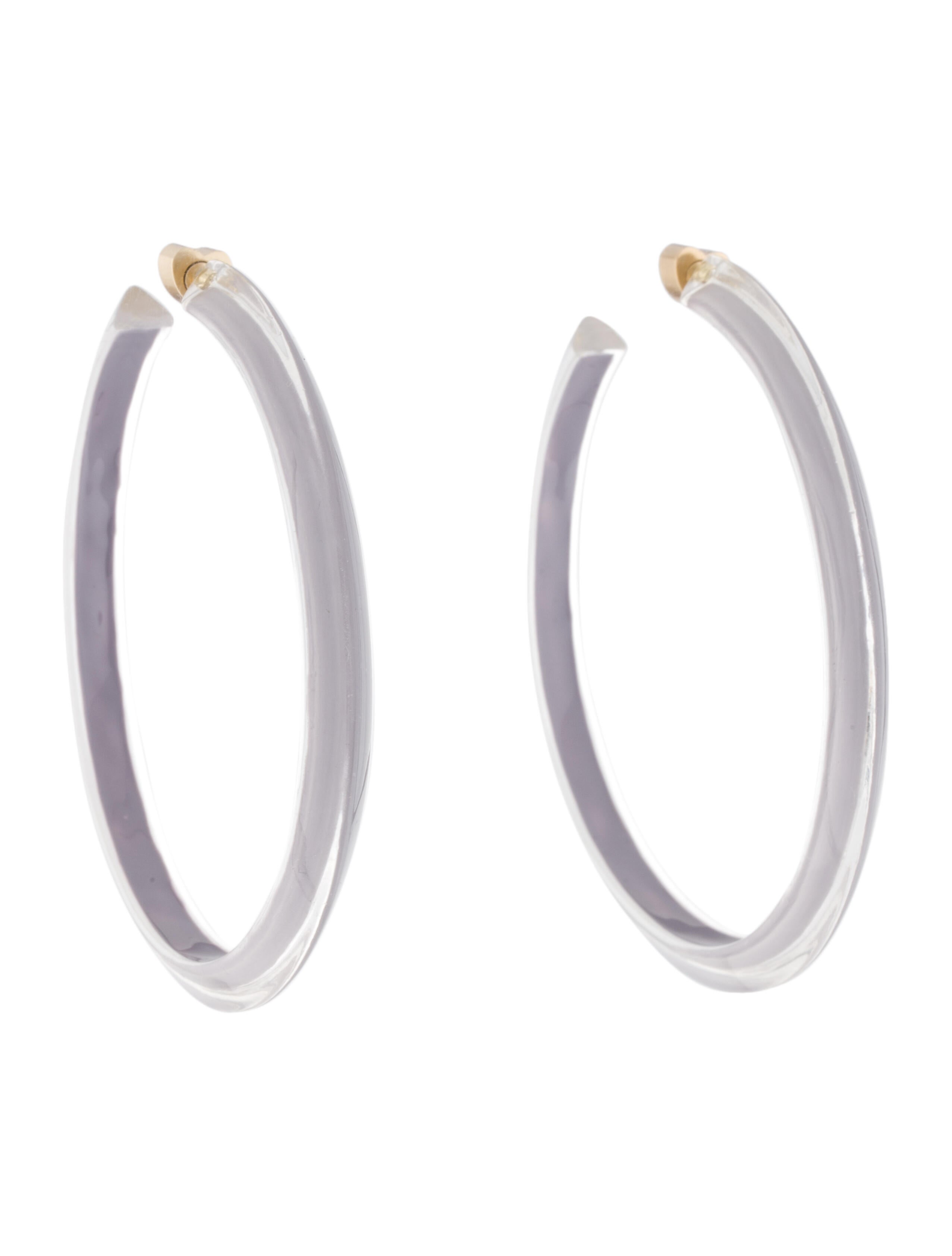 Alison Lou Lucite & Enamel Large Jelly Hoop Earrings - Grey, Gold-Tone ...
