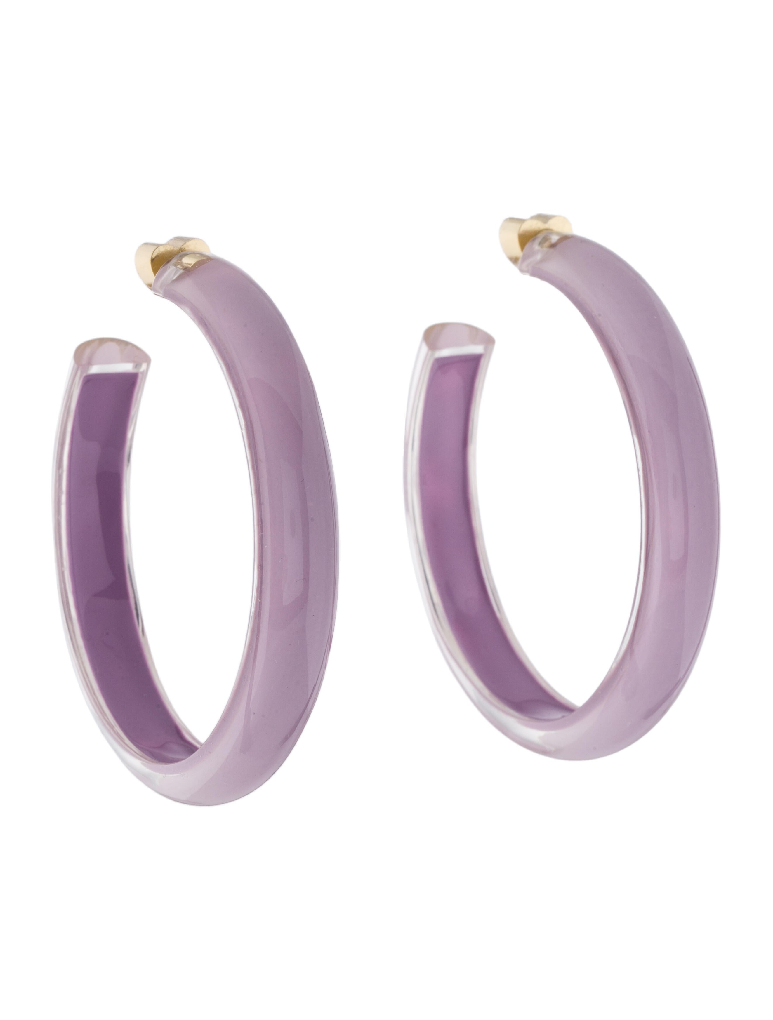 Alison Lou Lucite & Enamel Medium Jelly Hoop Earrings - Purple, Gold ...