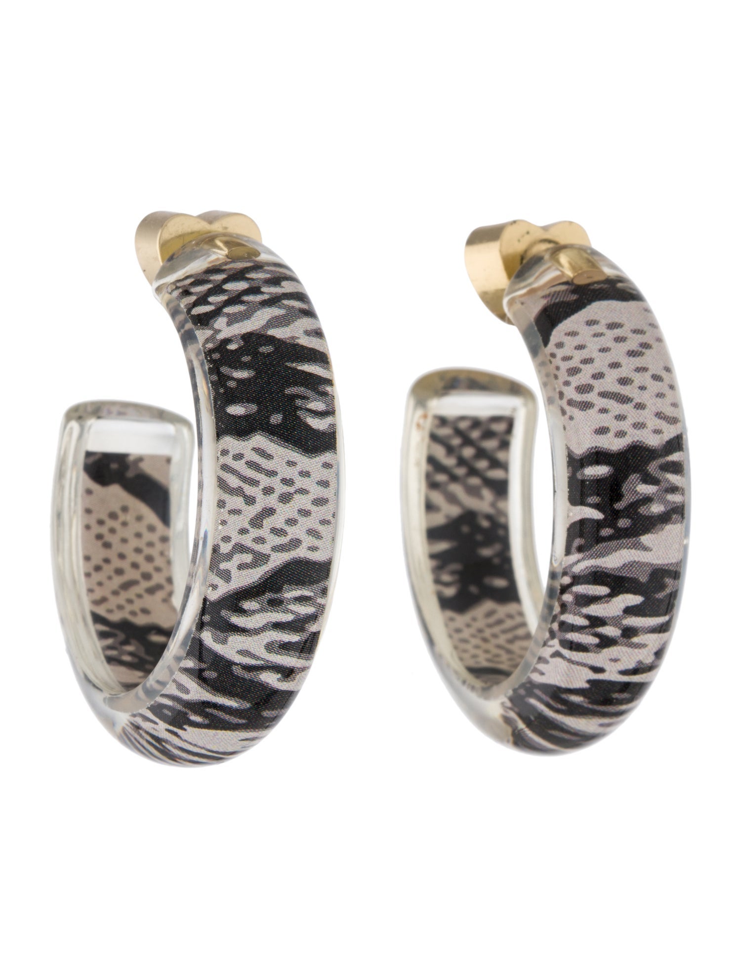 Alison Lou Lucite Animal Print Jelly Hoop Earrings - Black, Gold-Tone ...