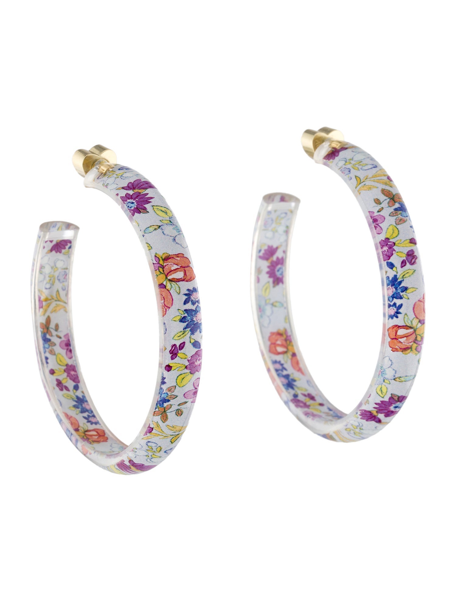 Alison Lou Medium Jelly Hoop Earrings - Blue, 14K Yellow Gold-Plated ...