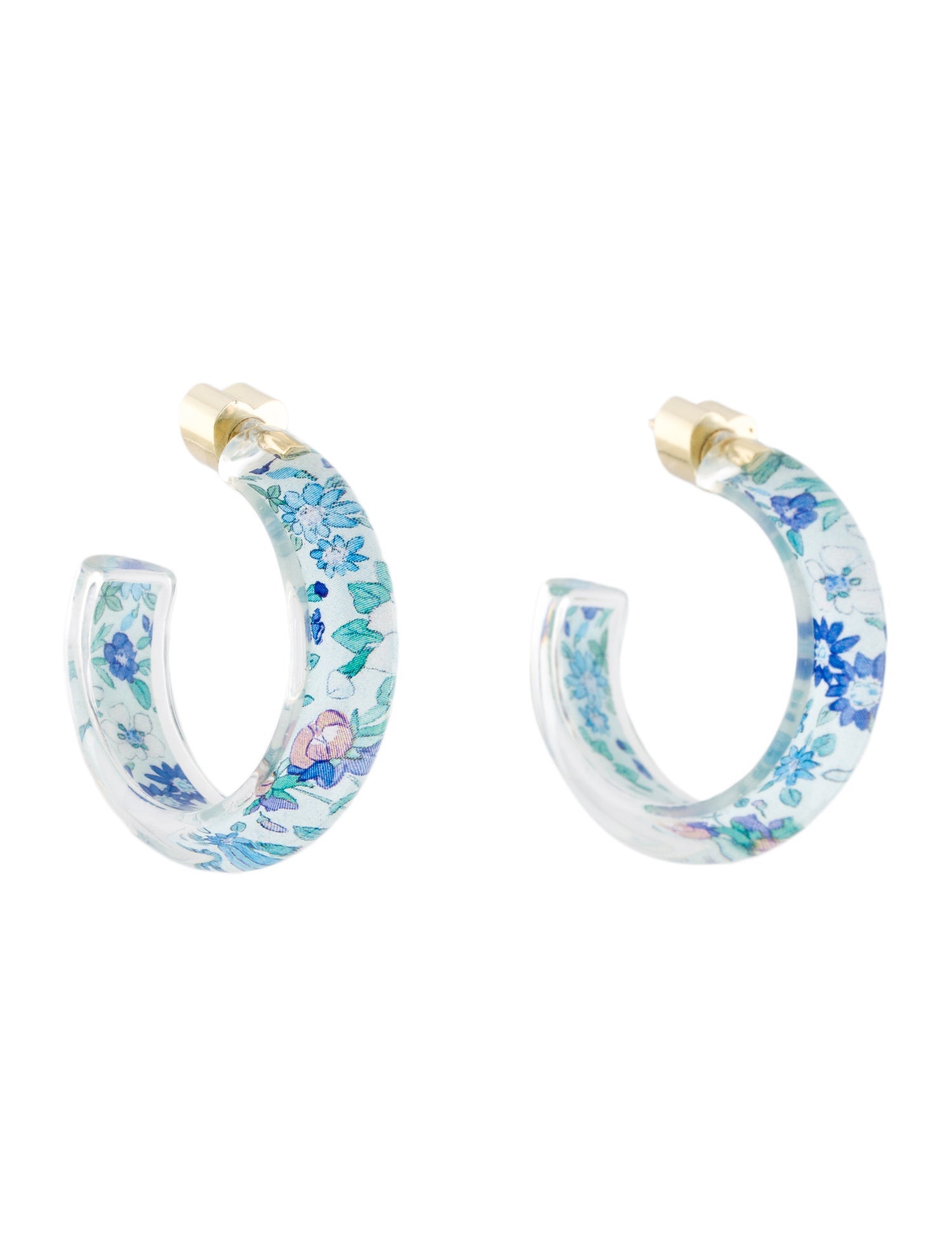 Alison Lou x LoveShackFancy Small Lucite Jelly Hoops - Blue, 14K Yellow ...