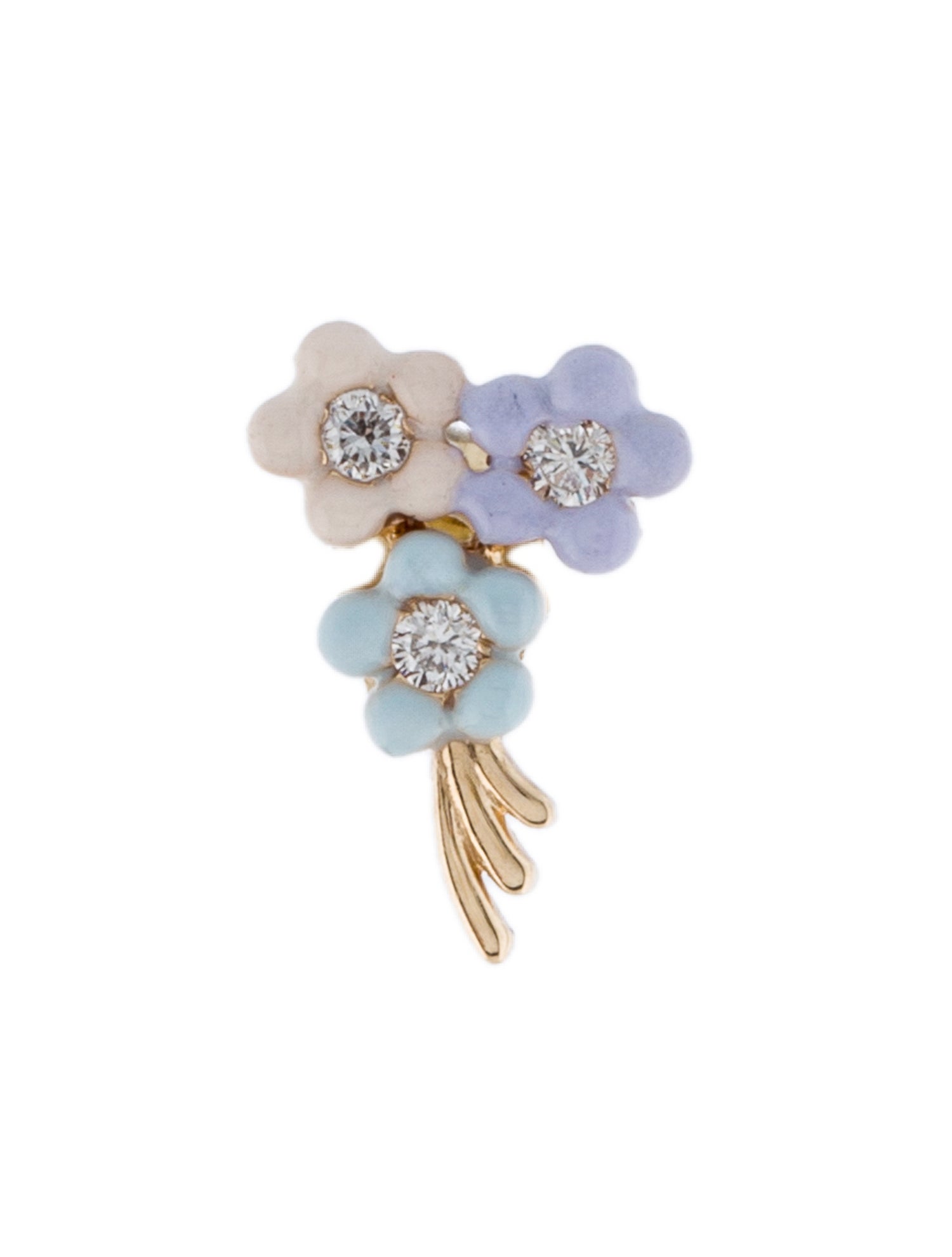 Alison Lou Alison Lou 14K Diamond Bouquet of Flowers Stud Earring ...