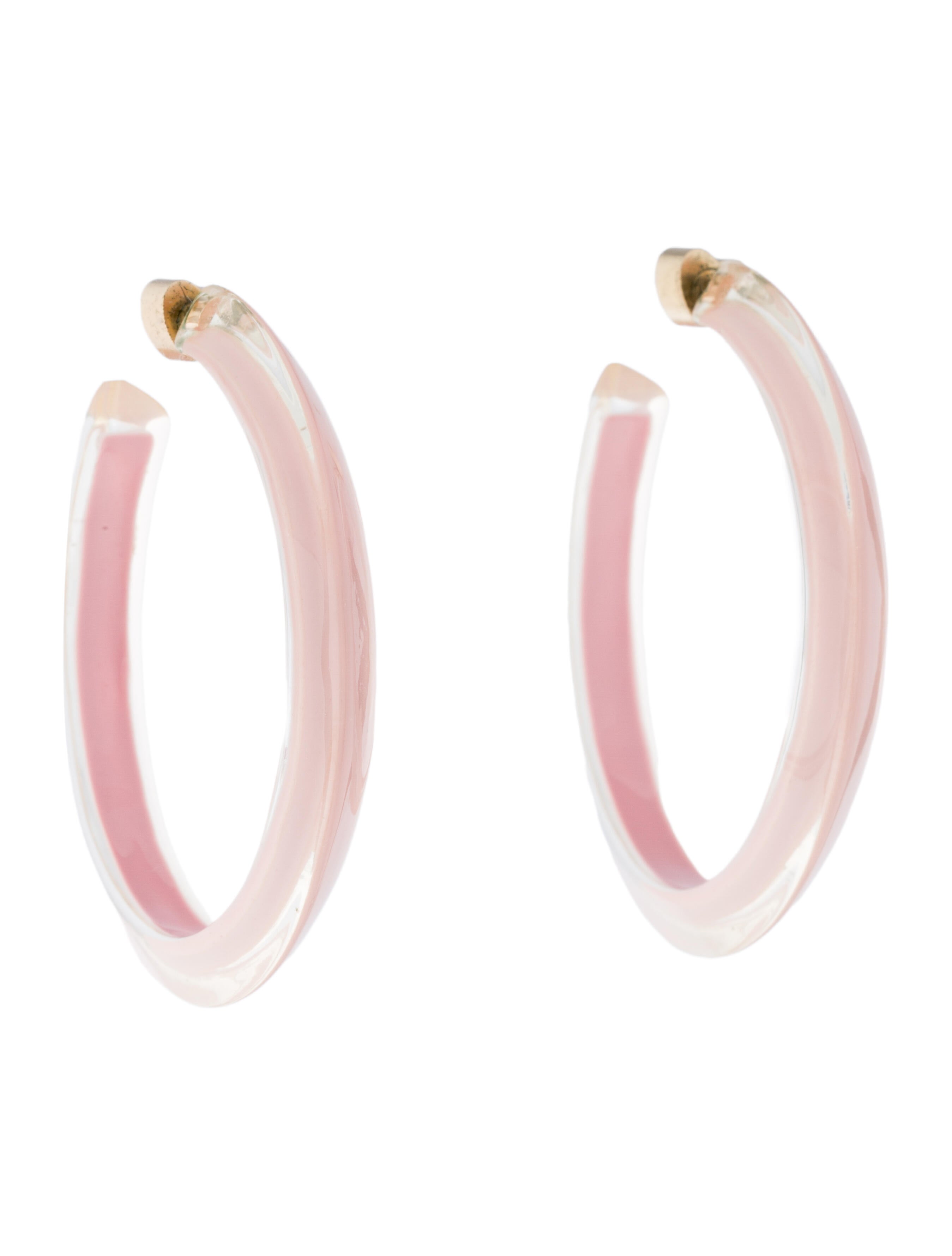 Alison Lou Medium Lucite Jelly Hoop Earrings - Pink, Gold-Tone Metal ...