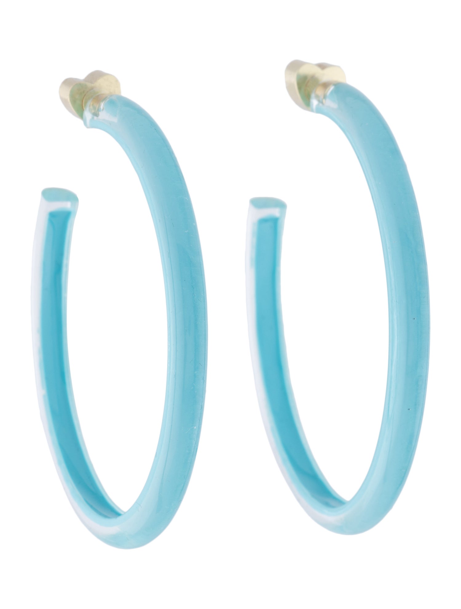 Alison Lou Lucite Large Jelly Hoops - Blue, 14K Yellow Gold-Plated Hoop ...