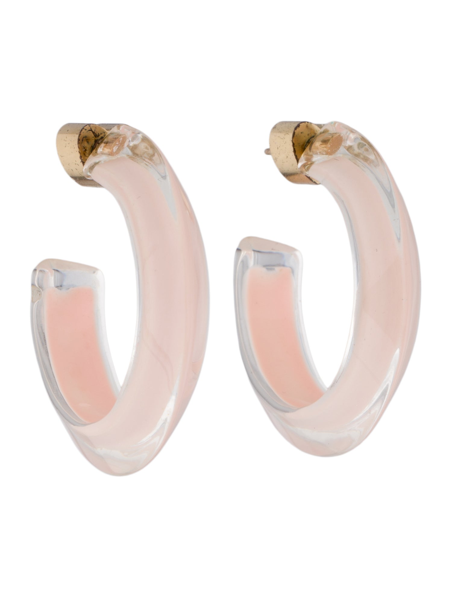 Alison Lou Lucite Jelly Hoop Earrings - Pink, 14K Yellow Gold-Plated ...