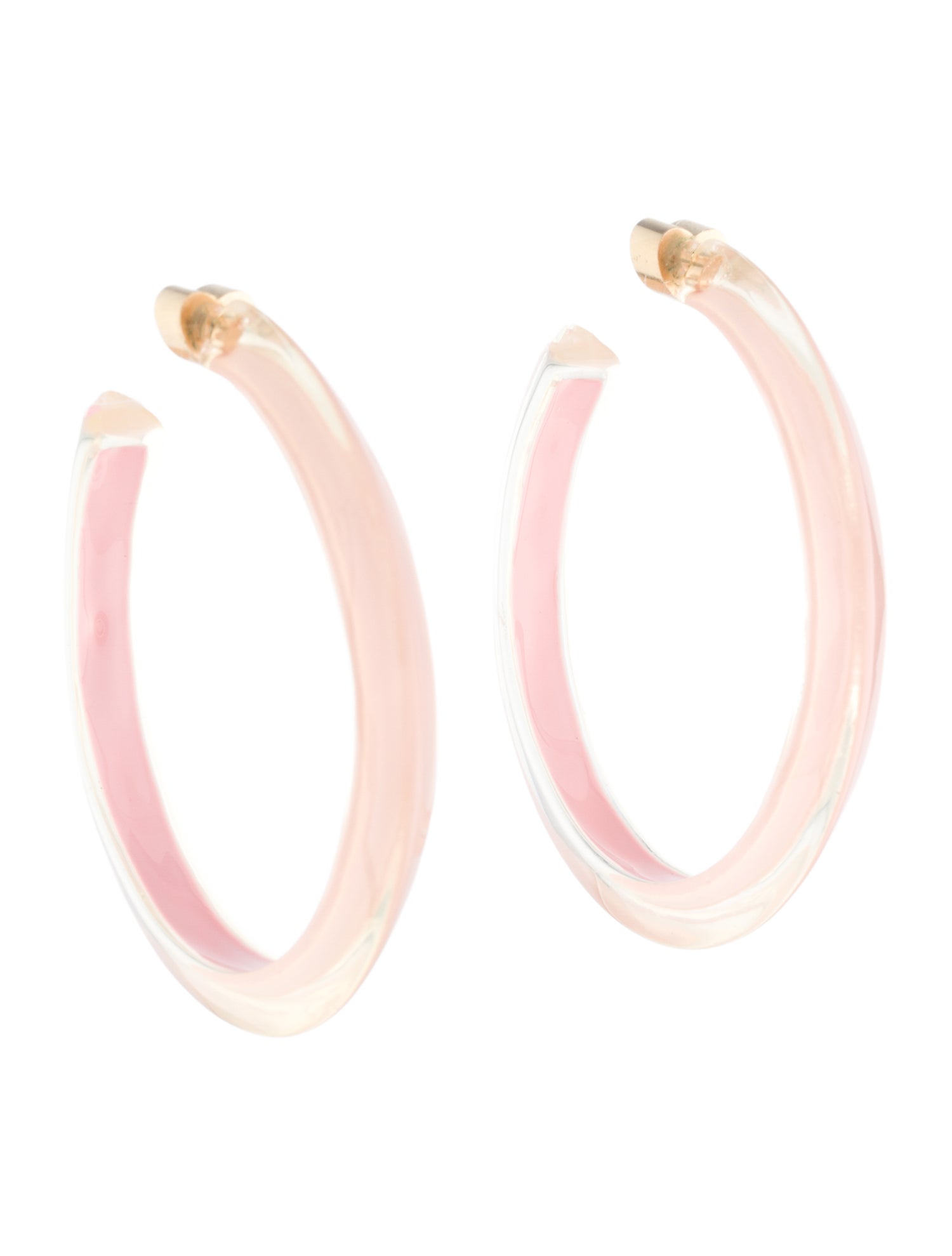 Alison Lou Lucite Jelly Medium Hoop Earrings - Pink, 14K Yellow Gold ...