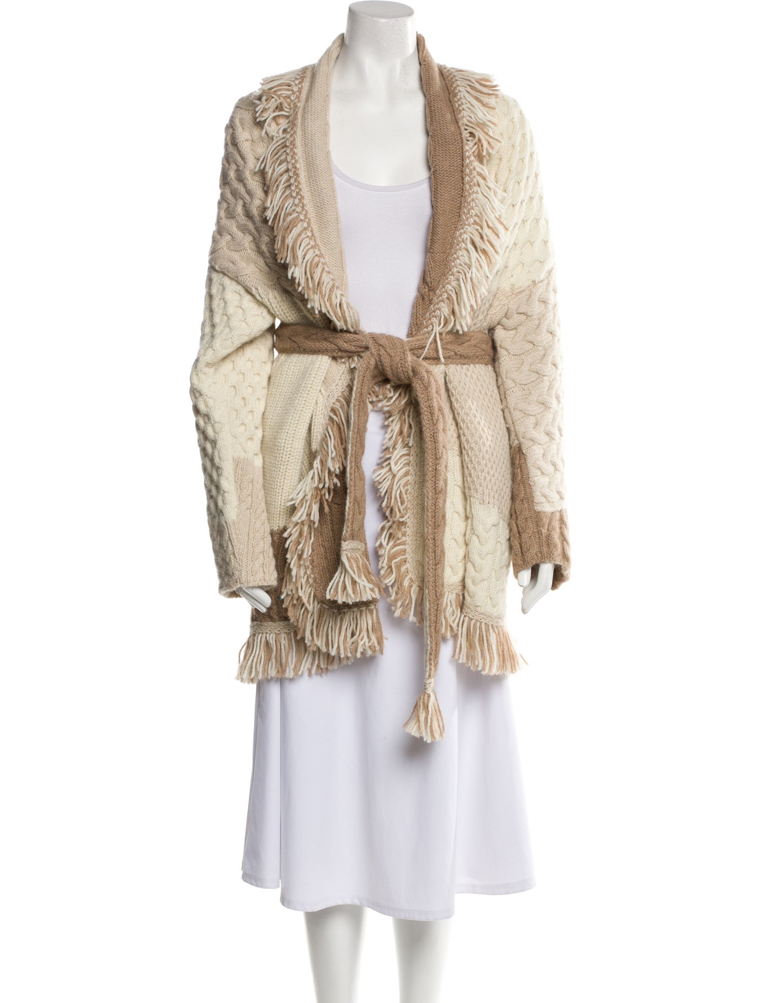 Alanui Wool Open Front Sweater - Neutrals Knitwear, Clothing ...