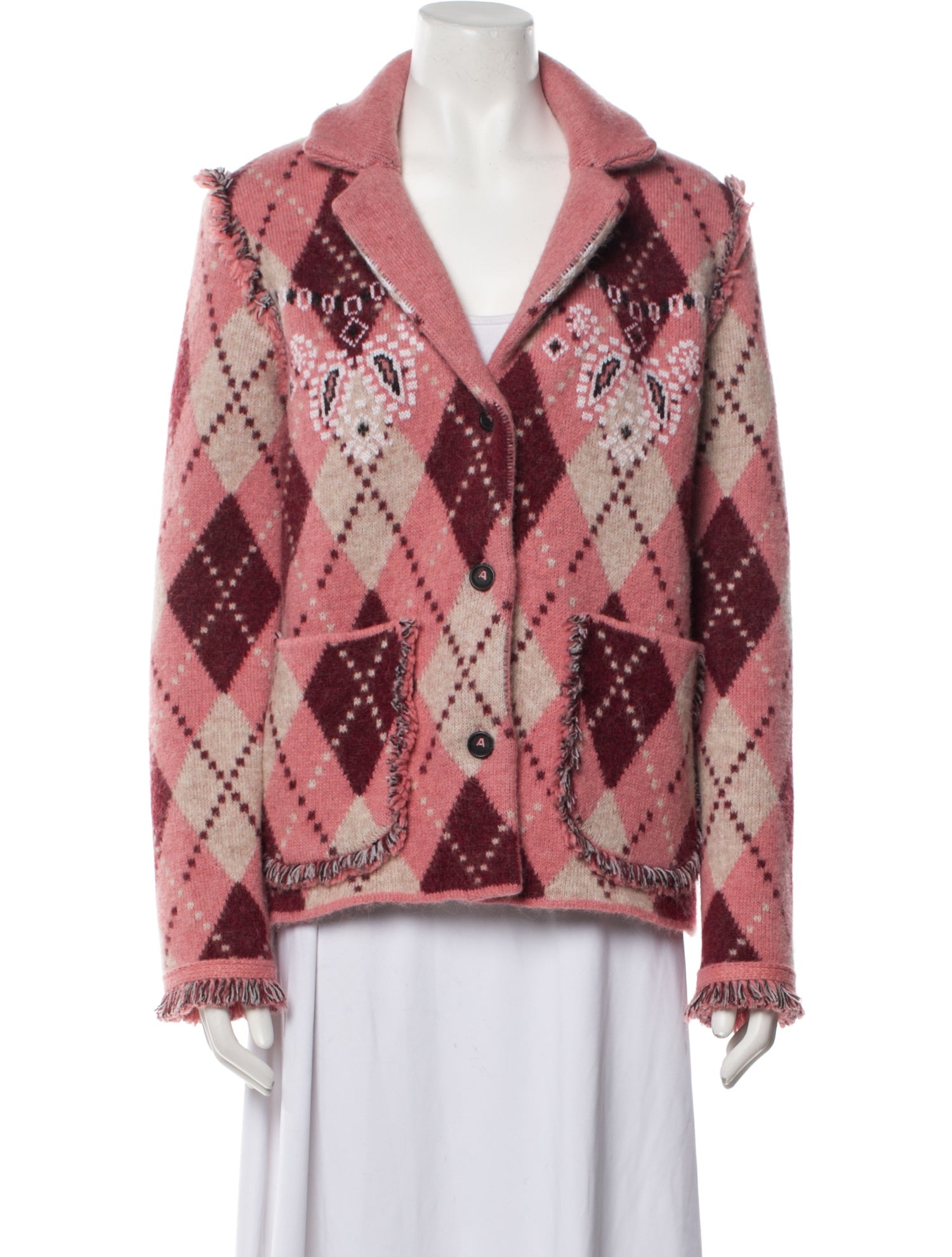 Alanui Virgin Wool Printed Sweater w/ Tags - Pink Knitwear, Clothing ...