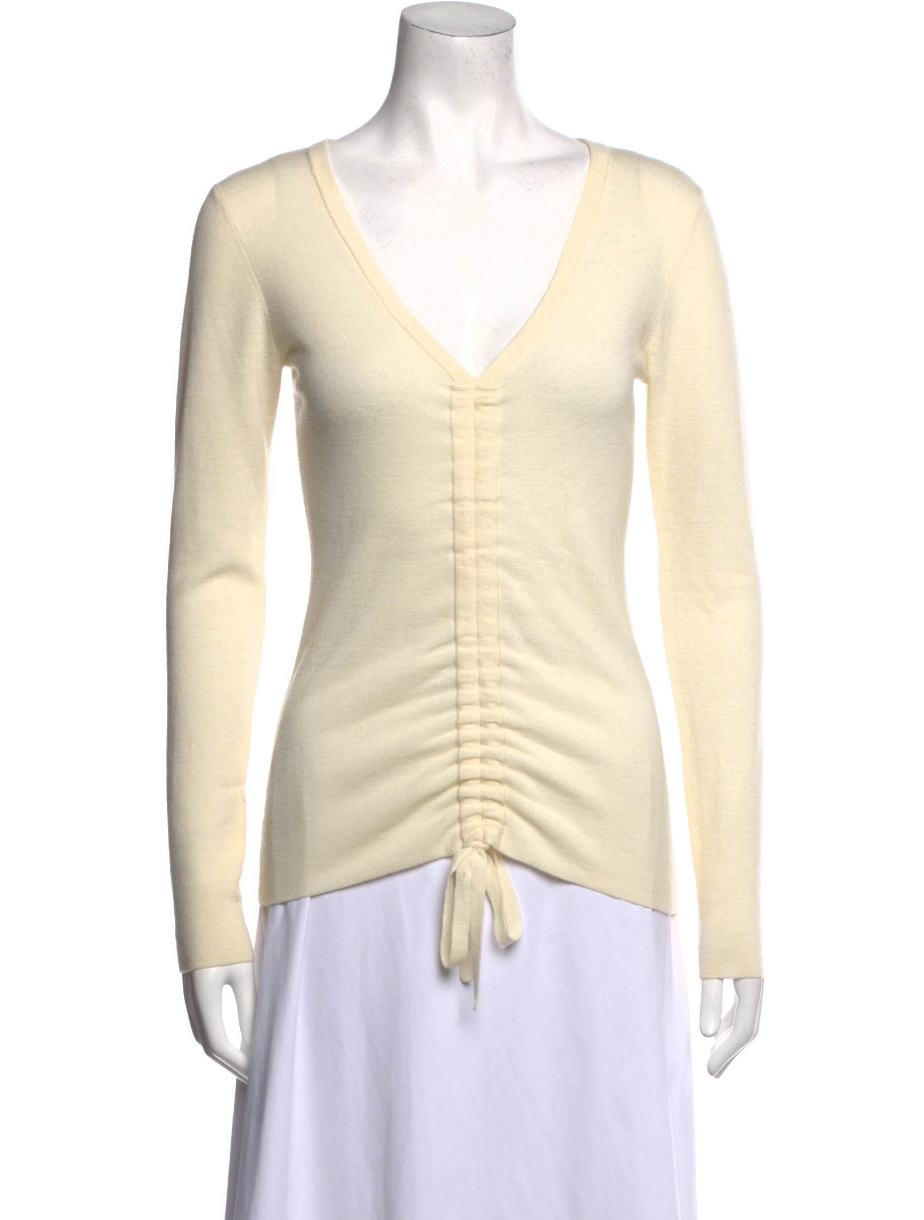 Alexander Wang Merino Wool V-Neck Top - Neutrals Tops, Clothing ...