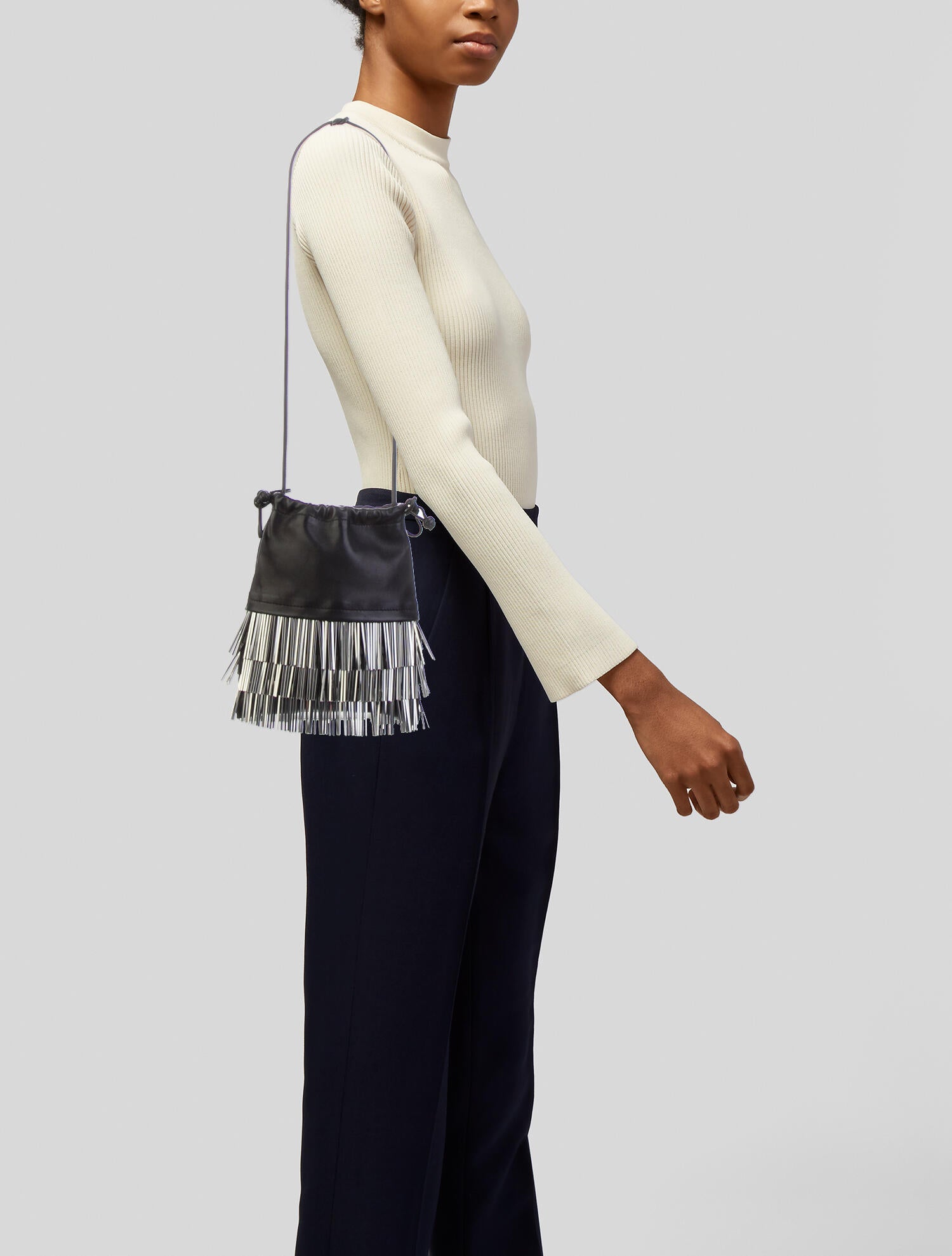 Alexander Wang Leather Metal Fringe Shoulder Bag - Black Shoulder Bags ...