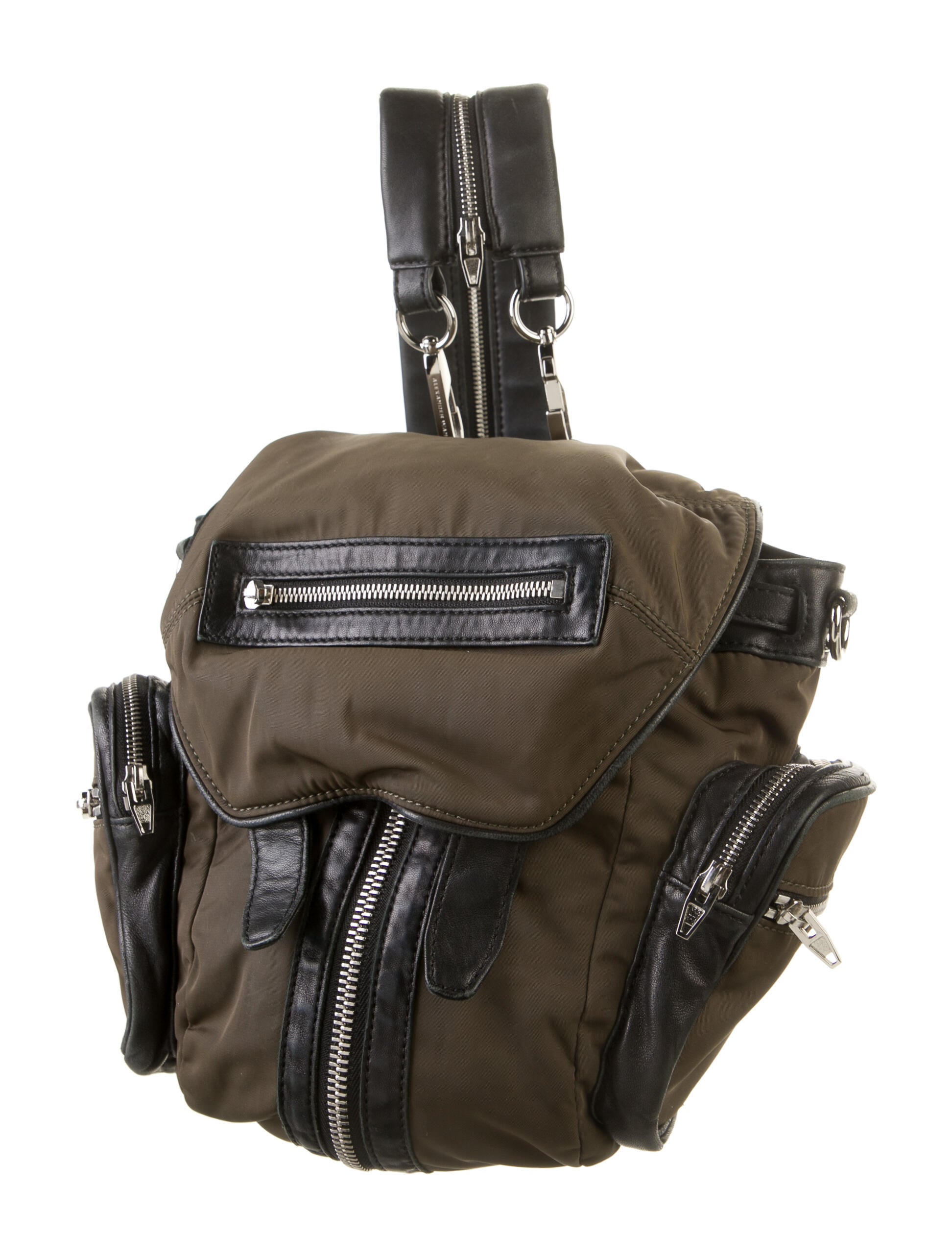 Alexander Wang Leather Trim Nylon Backpack - Green Backpacks, Handbags ...