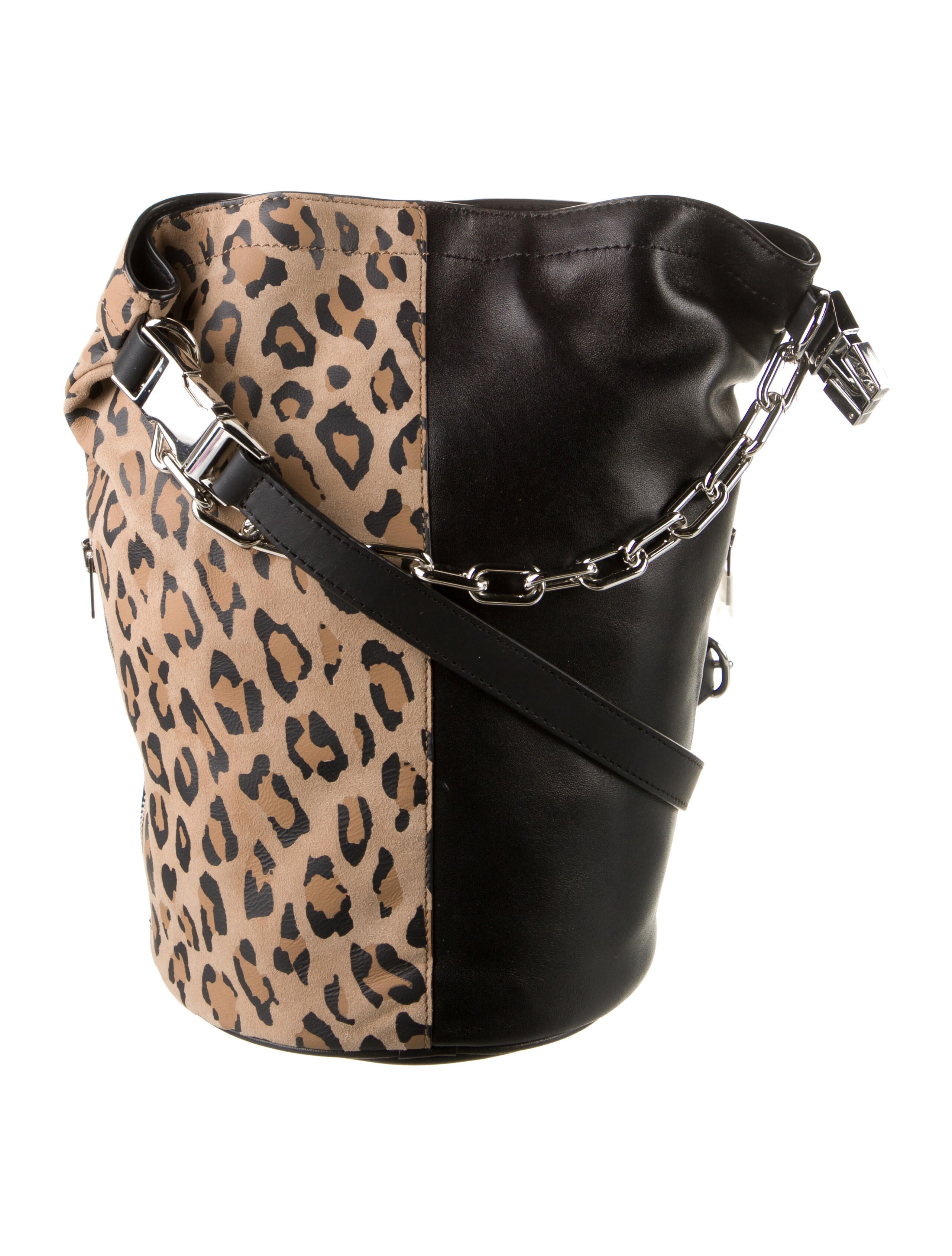 Alexander Wang Attica Leopard Print Bucket Bag - Black Bucket Bags ...