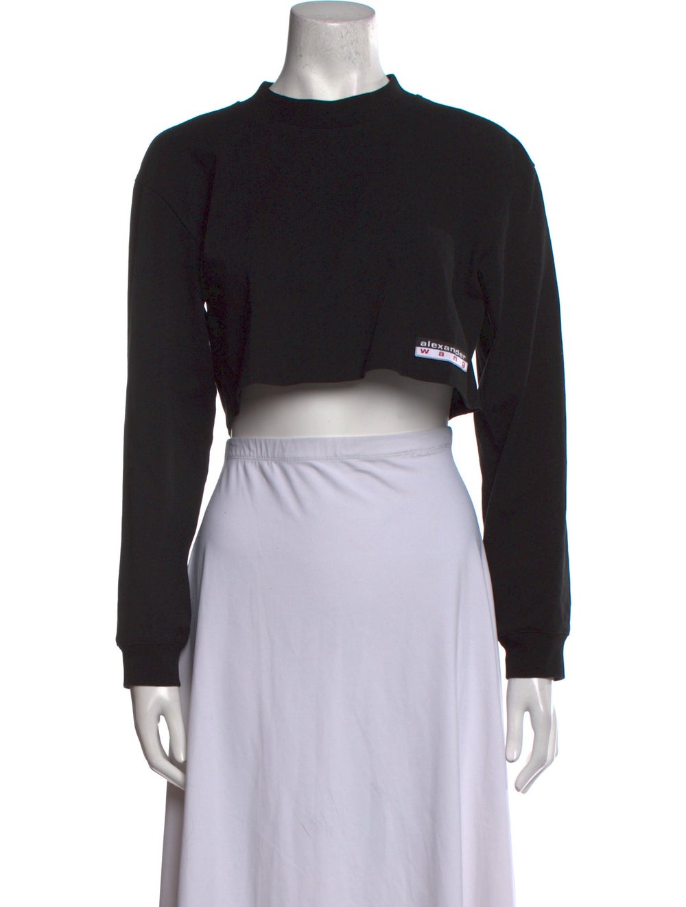 Alexander Wang Mock Neck Long Sleeve Crop Top - Black Tops, Clothing ...