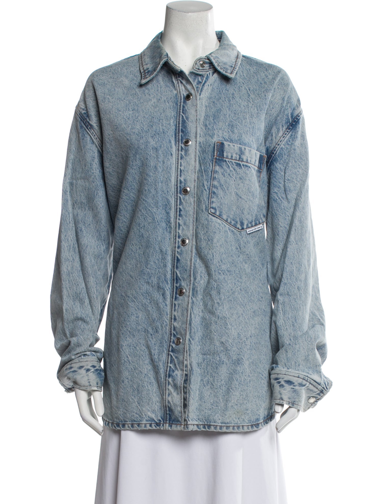 Alexander Wang Long Sleeve Button-Up Top - Blue Tops, Clothing ...