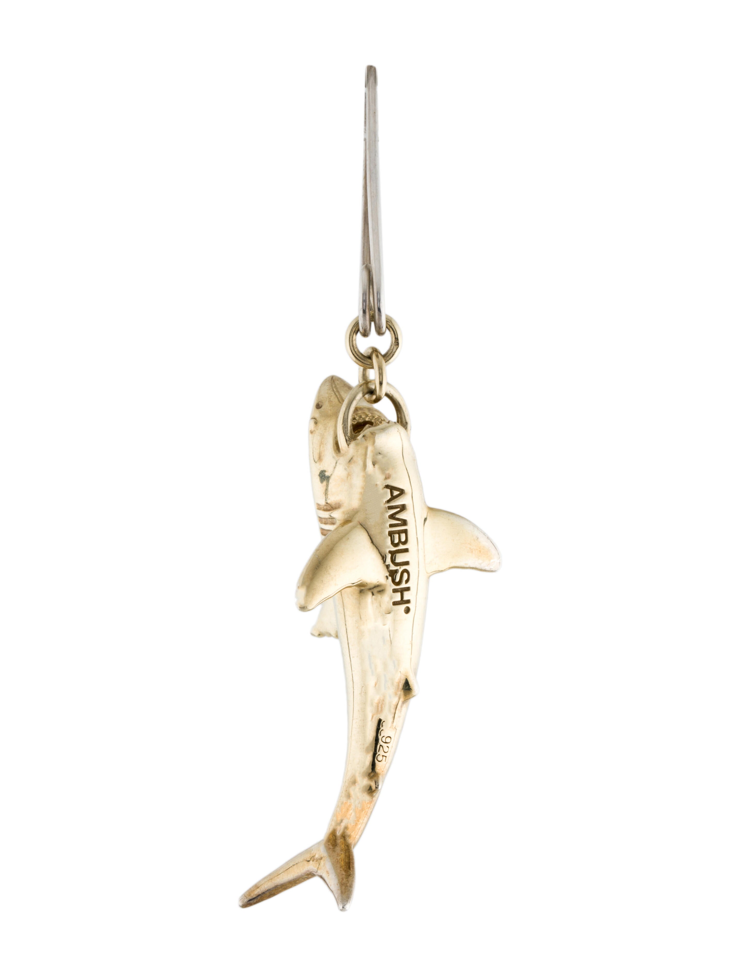 Ambush Two-Tone Shark Safety Pin Drop Earring - Gold-Tone Metal Drop ...