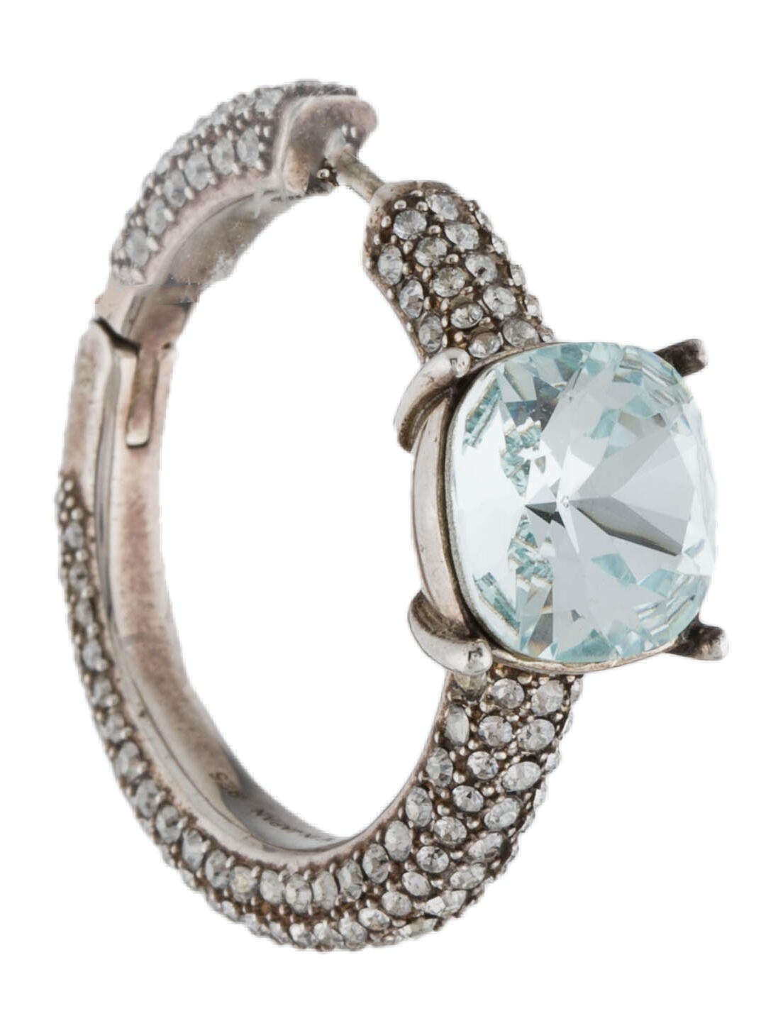 Ambush Solitaire Crystal Single Hoop Earring - Blue, Sterling Silver ...
